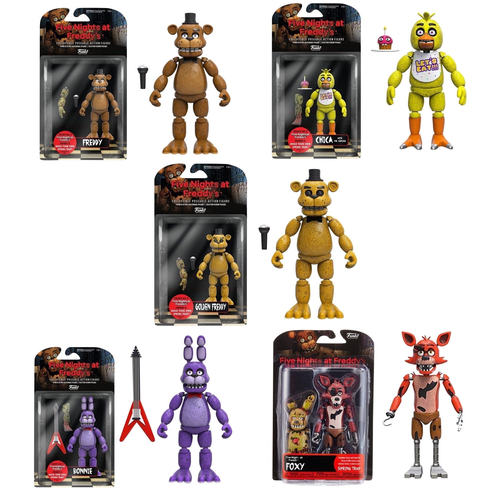 Kdfny FNAF Action Figures 5 Pcs Five Nights at Freddy's Movable ...