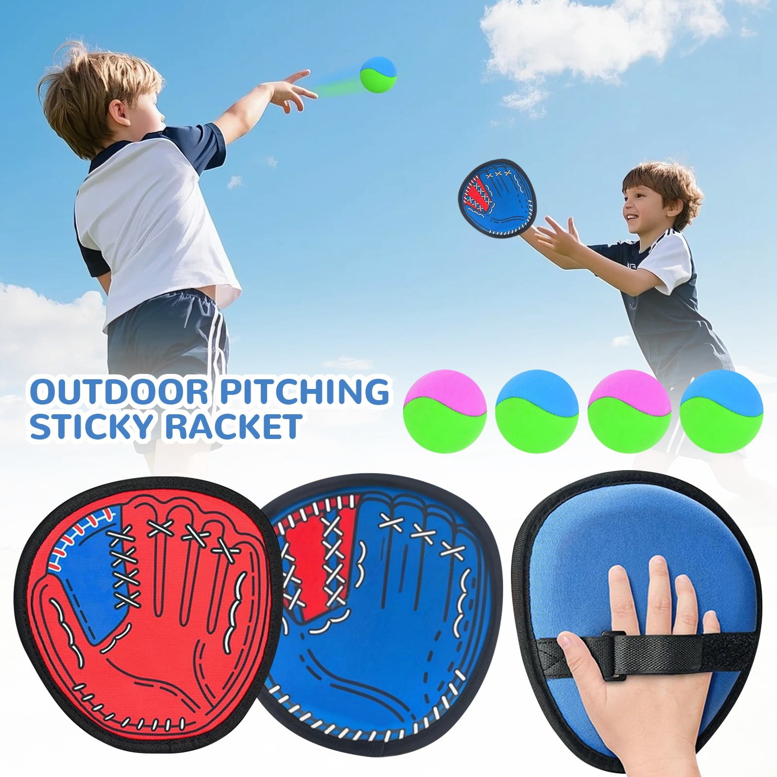 Kdfny Outdoor Throw and Catch Game Set - Sticky Target Racket with Hand ...