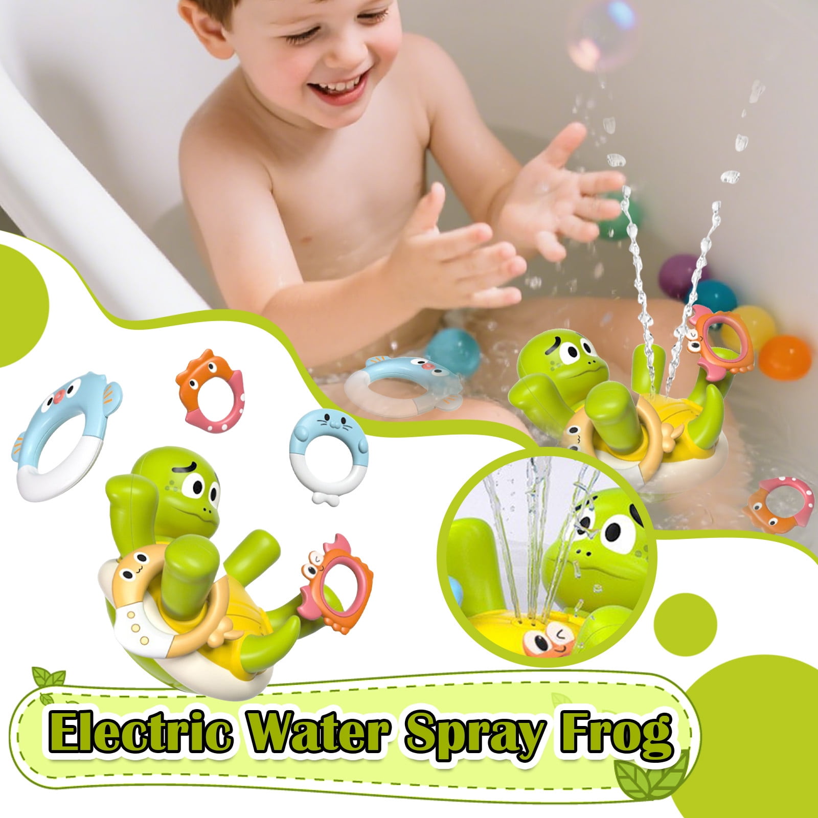 Kdfny Rechargeable Turtle & Frog Bath Toys - Electric Water Spray ...