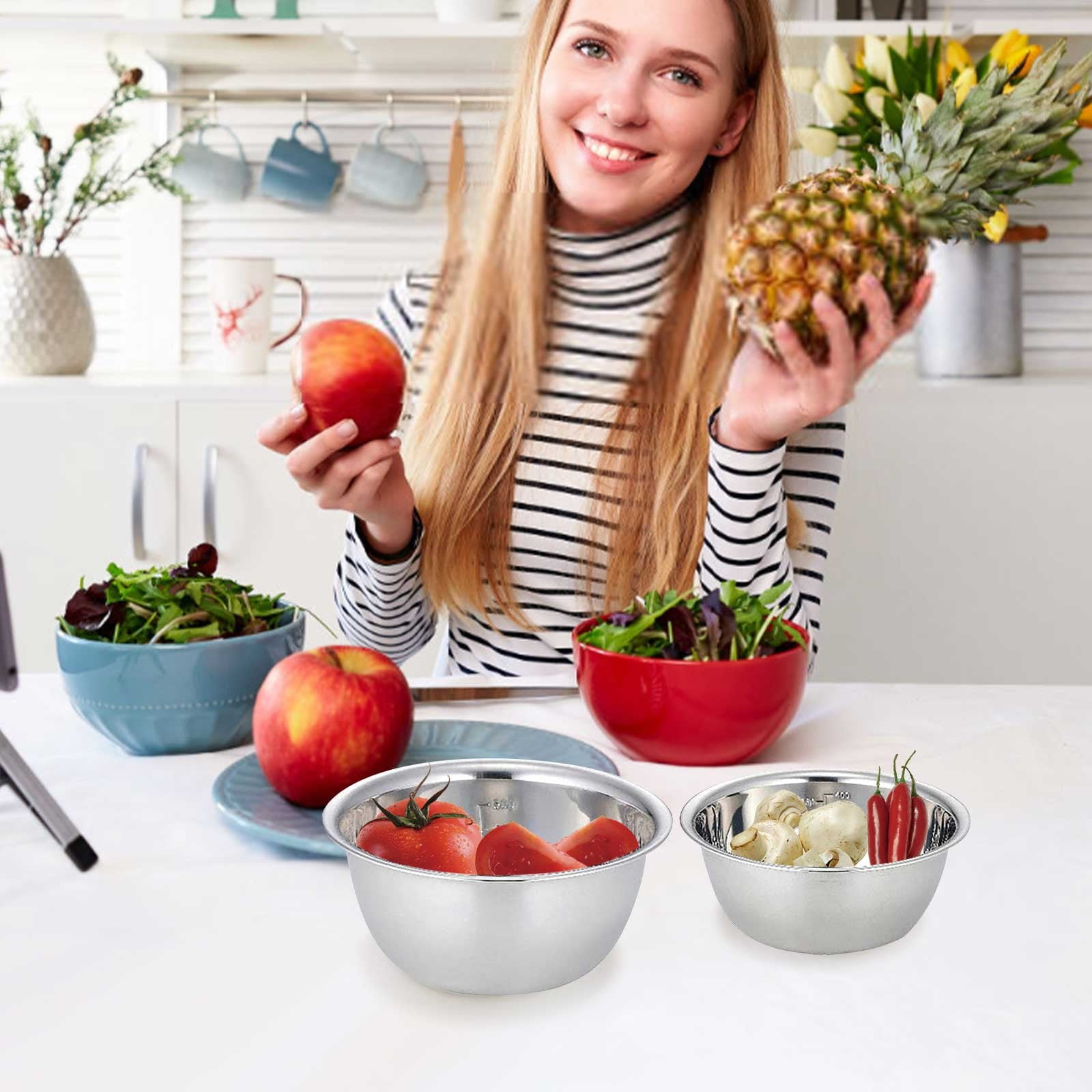 Kdkad Stainless Steel Mixing Bowls, Multifunctional Stainless Steel ...