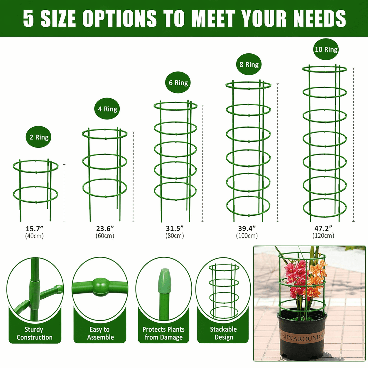 Kdkad Adjustable Plant Support Cage for Climbing Plants - Sturdy Tomato ...