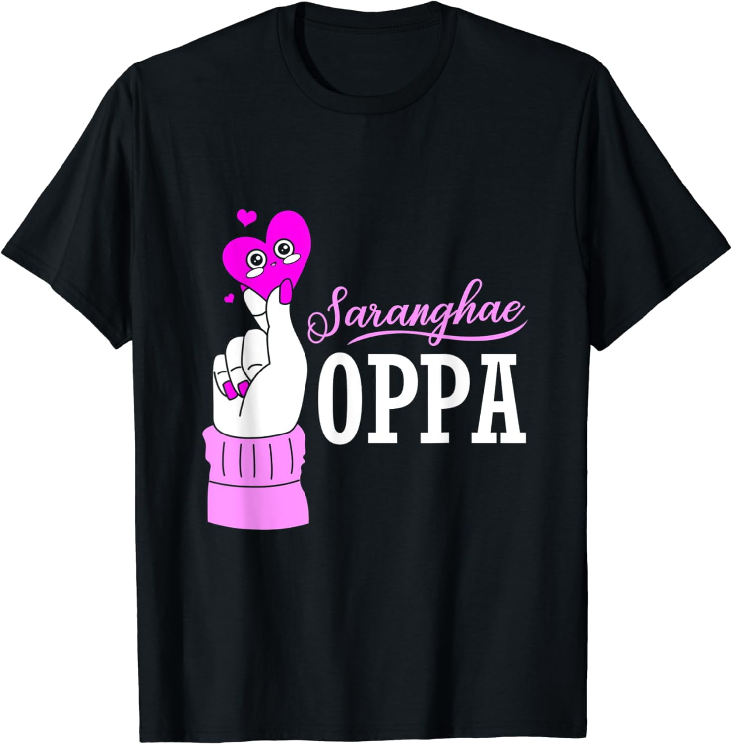 Kdrama Oppa Korean Saranghae Korean Finger Heart T-Shirt - Walmart.com