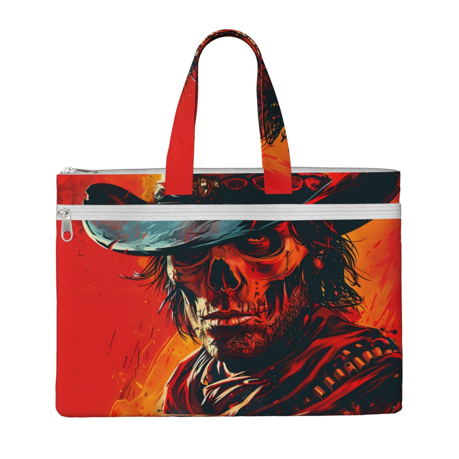 Kdxio 60s Western Skull Cowboy File Tote Document Bag Business ...