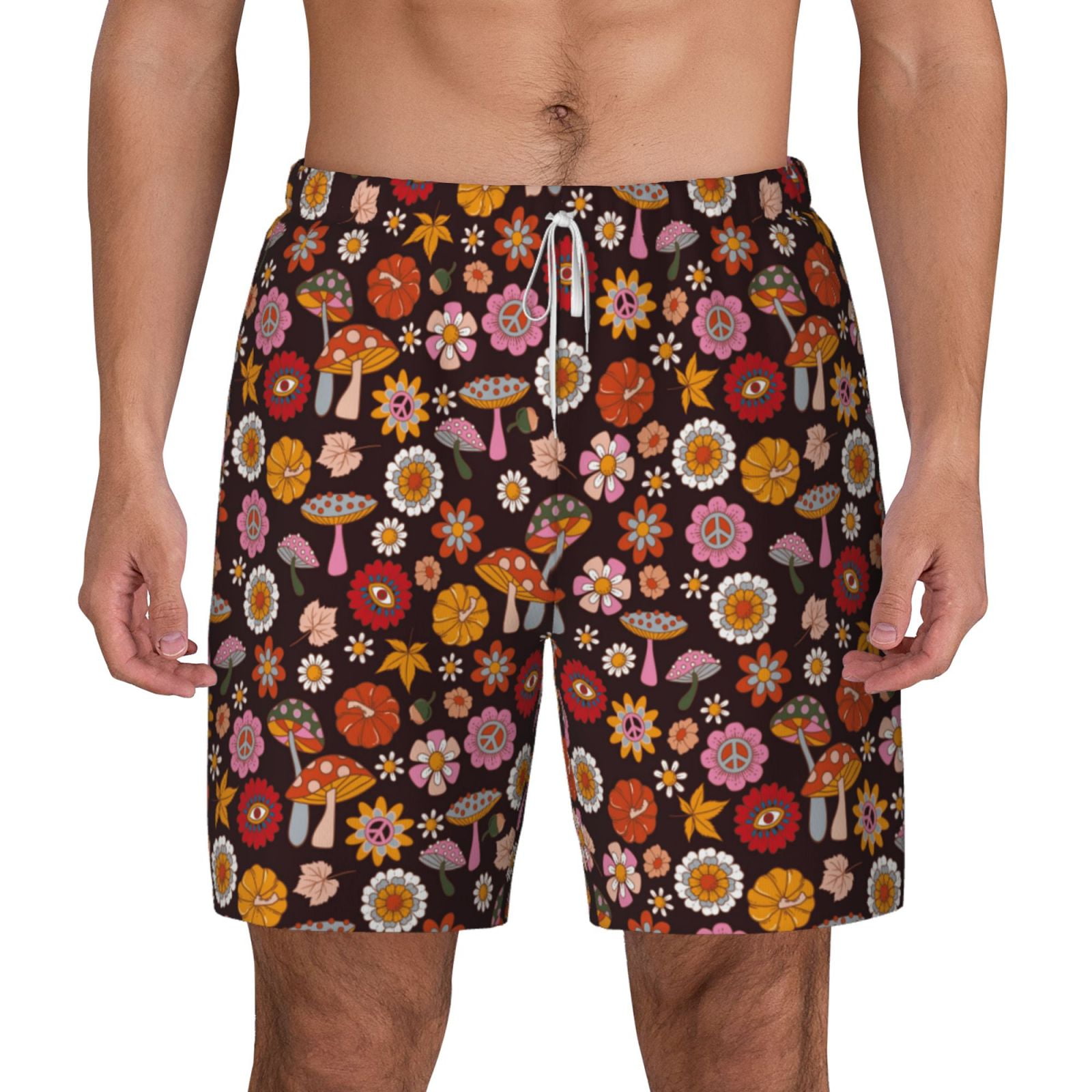 Kdxio 70s Groovy Hippie Retro Print Men'S Swim Trunks With Compression ...