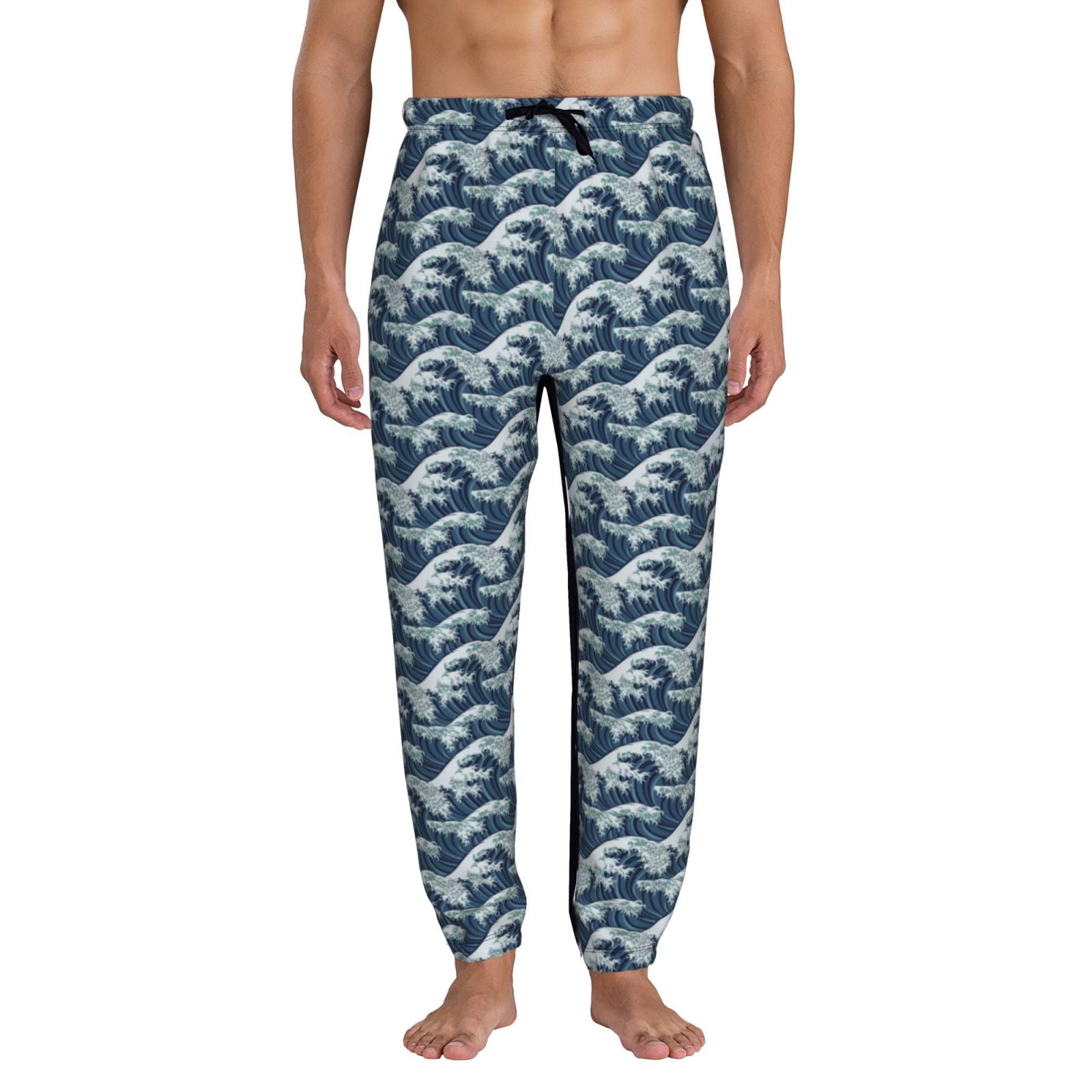 Kdxio A Japanese Great Wave Pattern Joggers,Sweatpants for Men with ...