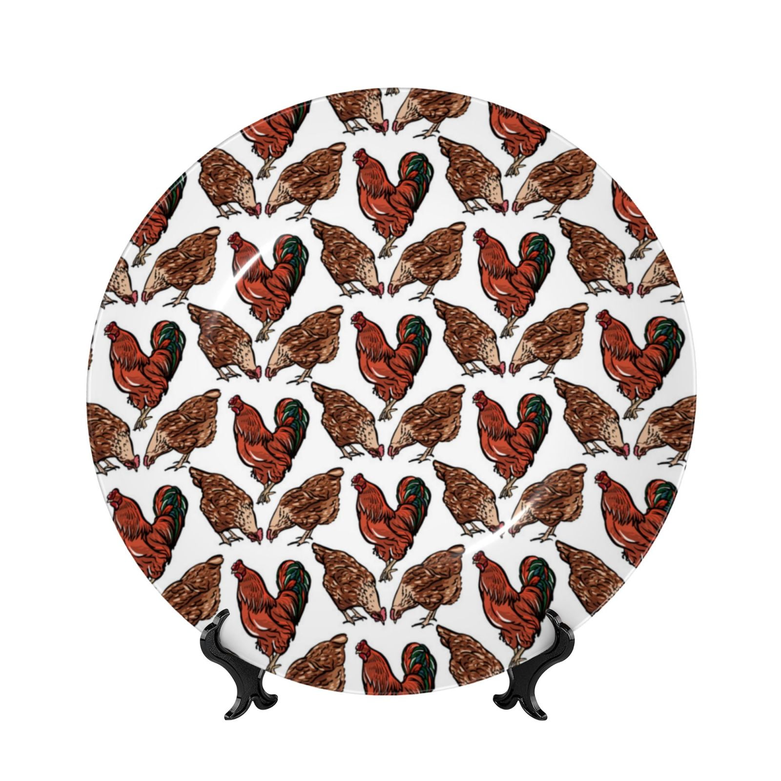 Kdxio A Rooster With Chickens Bone China Decorative Plate Ceramic ...