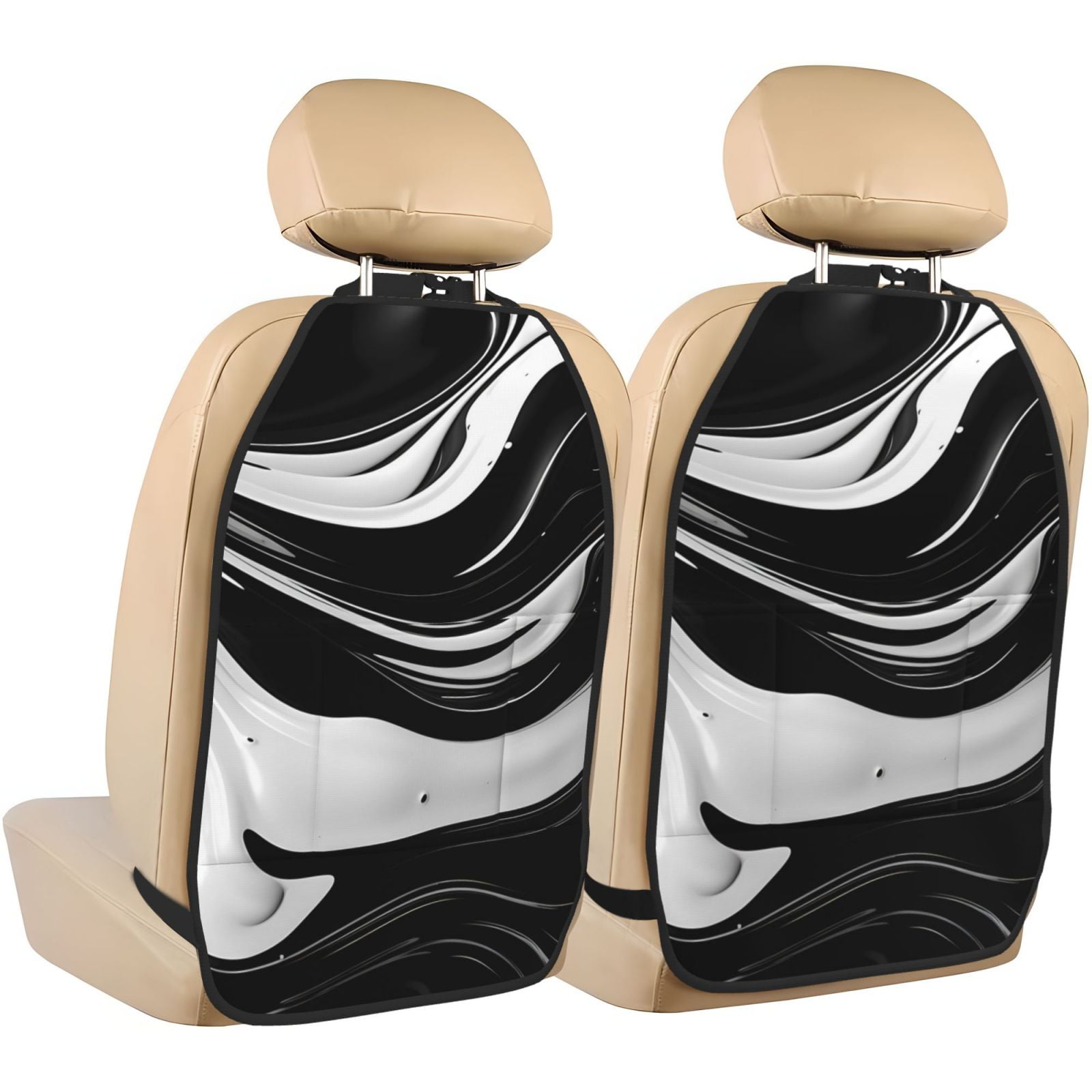 Kdxio Abstract Black White Swirls Print 2 Pack Car Kick Mat Seat Cover ...