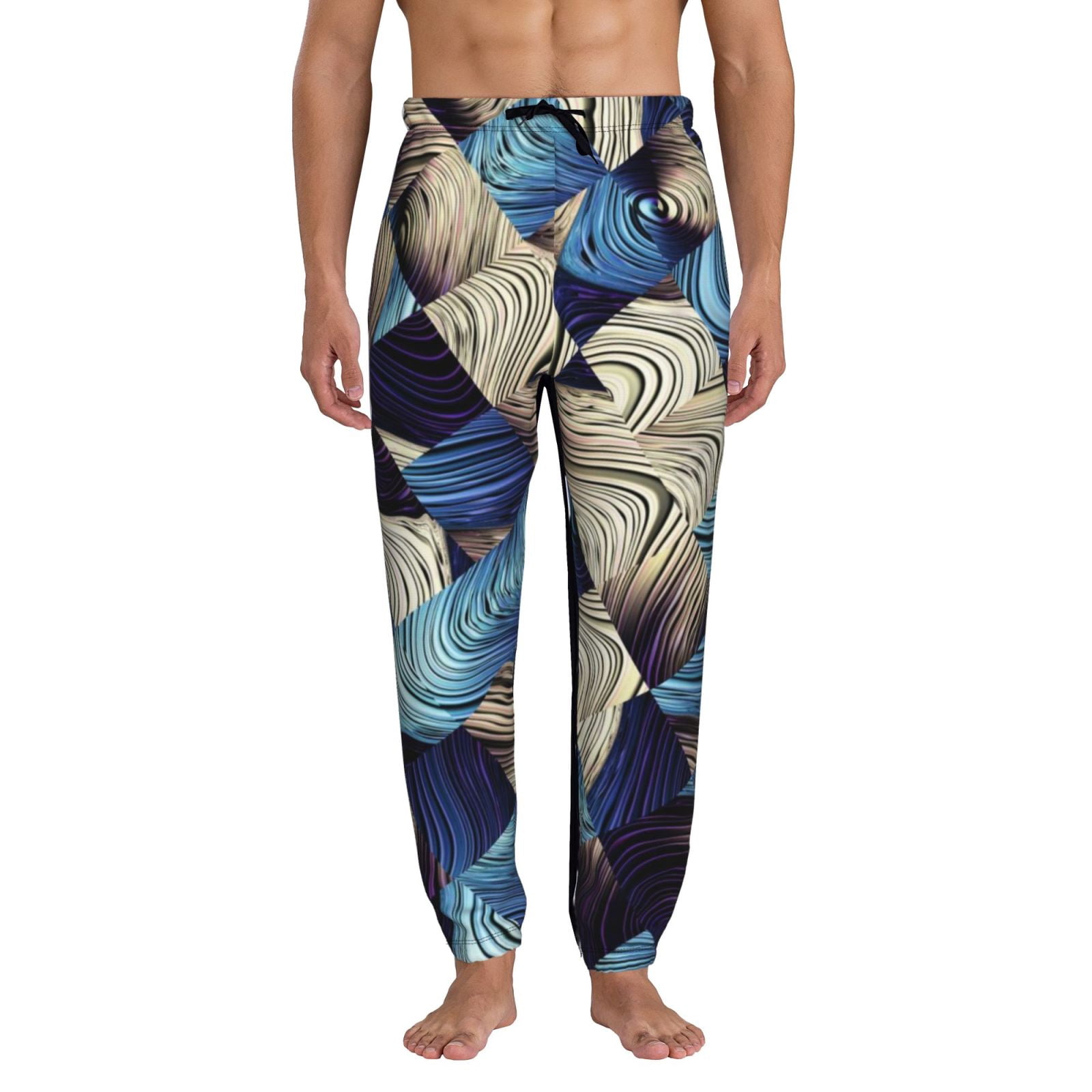 Kdxio Abstract Blue Squares Pattern Joggers,Sweatpants for Men with ...