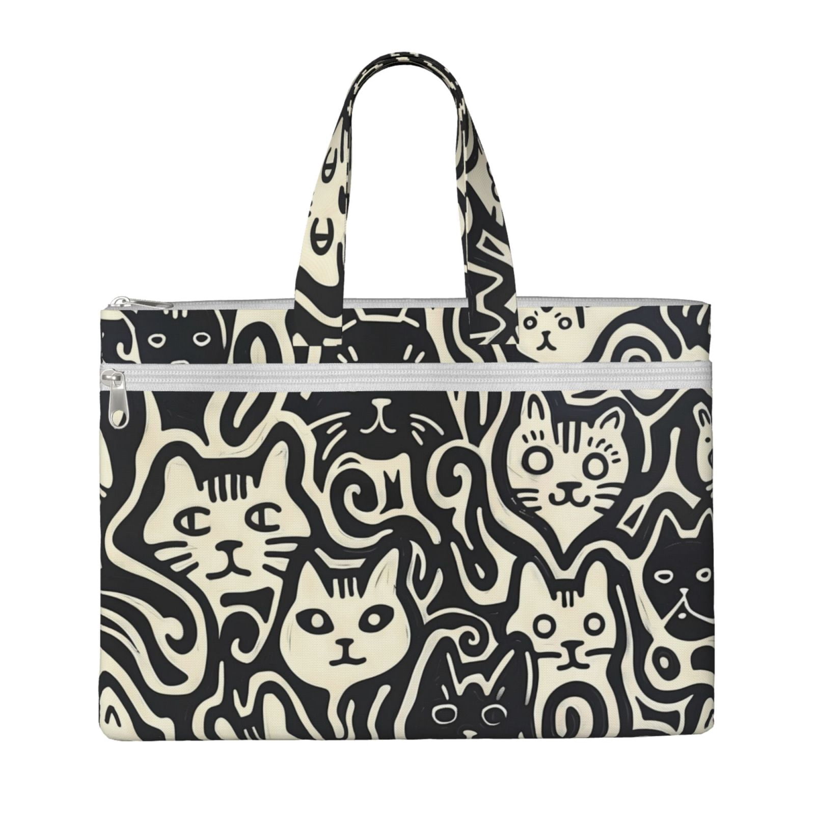 Kdxio Abstract Cat Faces Pattern File Tote Document Bag Business ...