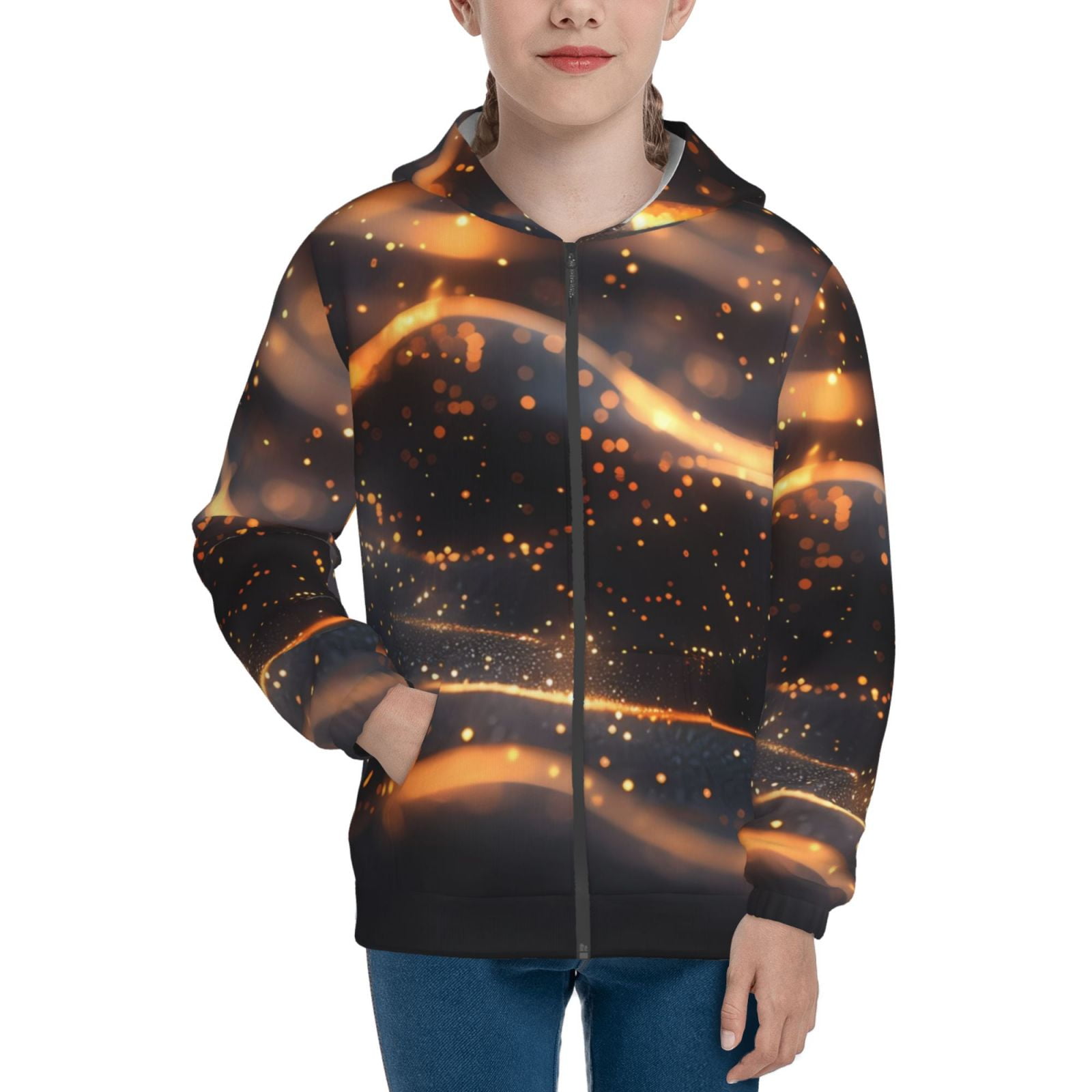 Kdxio Abstract Glowing Wave Pattern Pattern Kids Boys Girls Zip Up ...