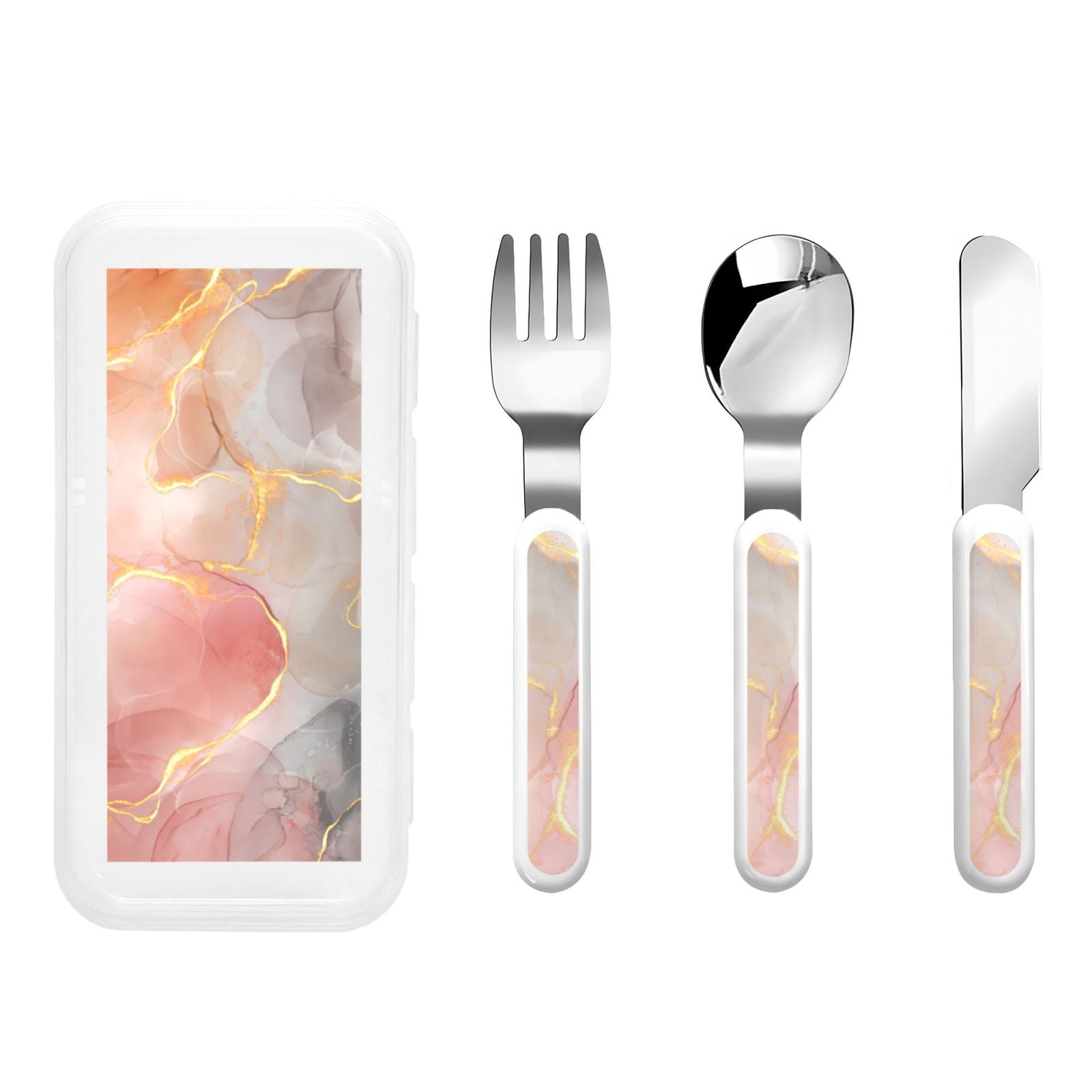 Kdxio Abstract Marble Texture Toddler Utensils Set - Kids Silverware ...