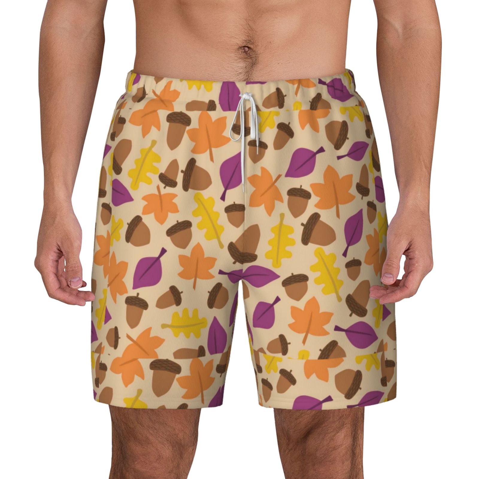 Kdxio Acorn Autumn Fall Leaf Leaves Print Men'S Swim Trunks With ...