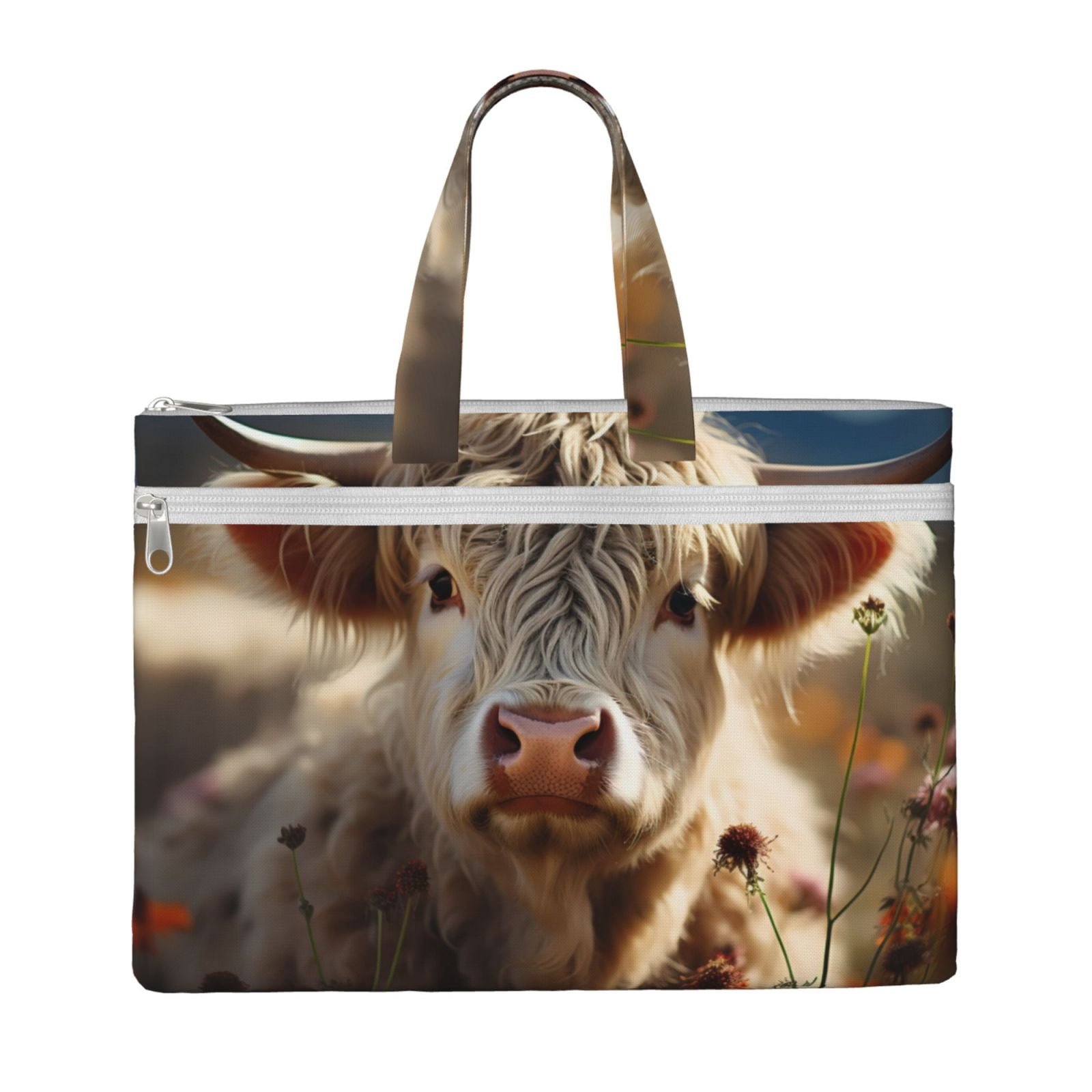 Kdxio Adorable Flower Field Cow File Tote Document Bag Business ...
