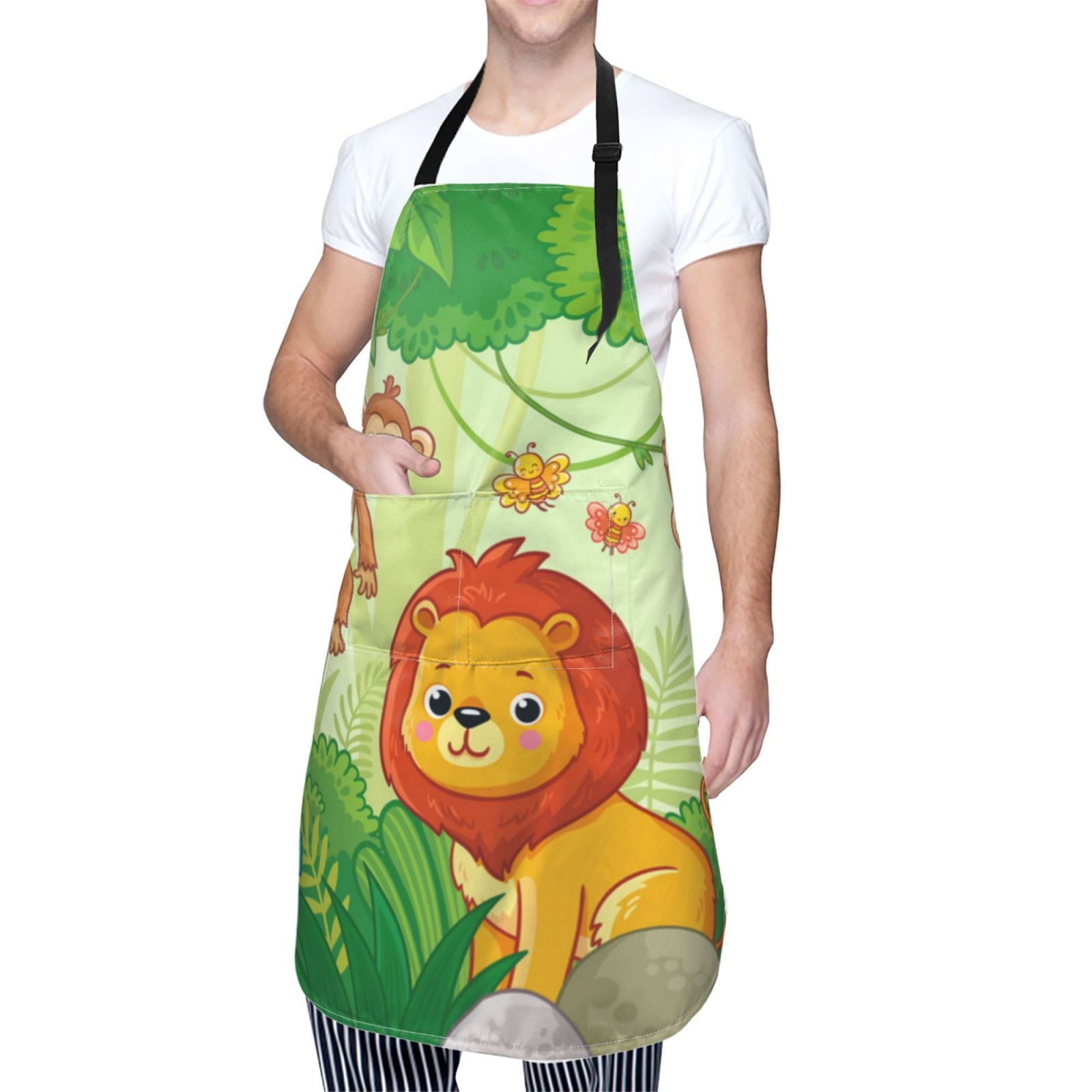 Kdxio African Animals in the Jungle Apron with Pockets Adjustable ...
