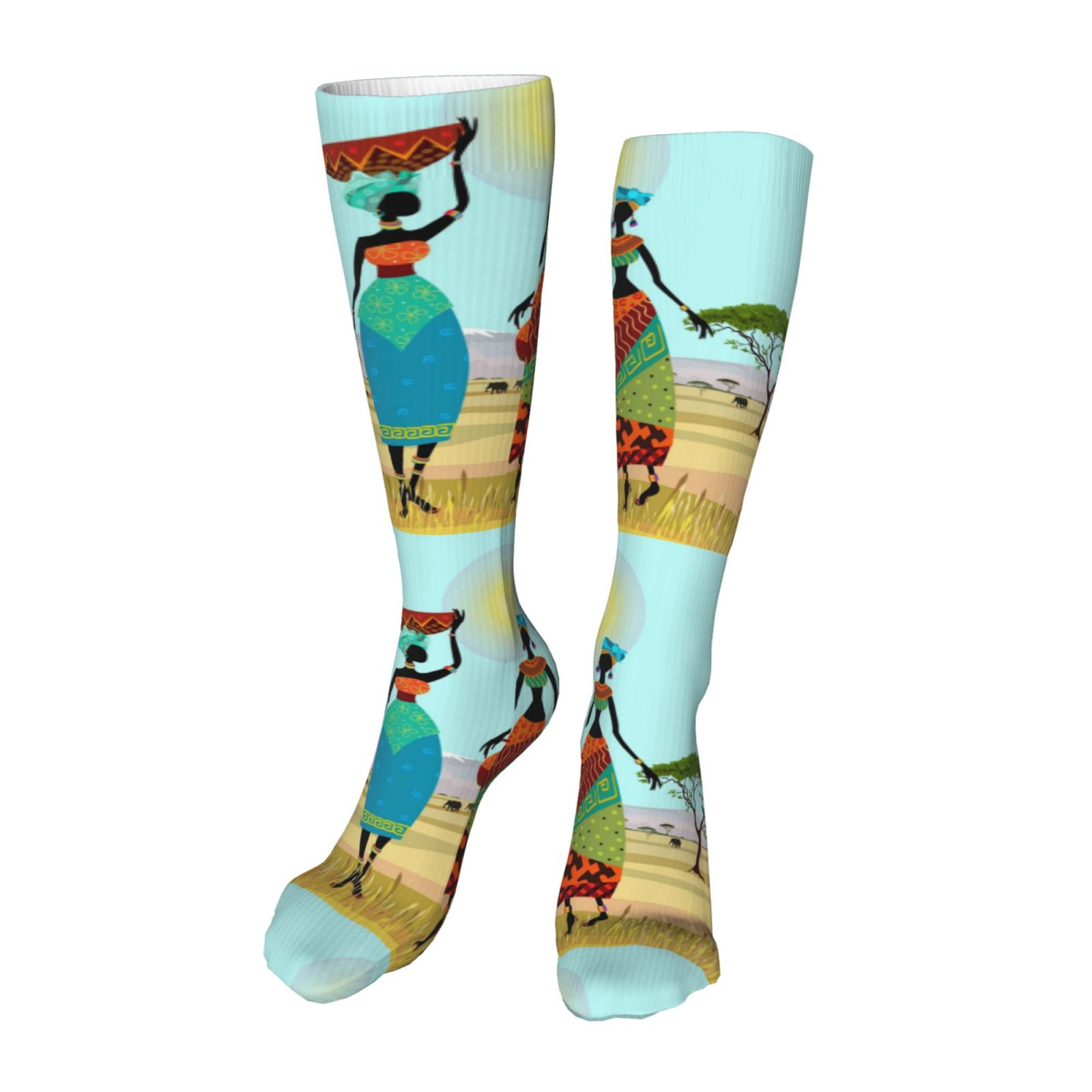 Kdxio African Women Funny Silky Novelty Funky Long Knee High Socks Soft ...
