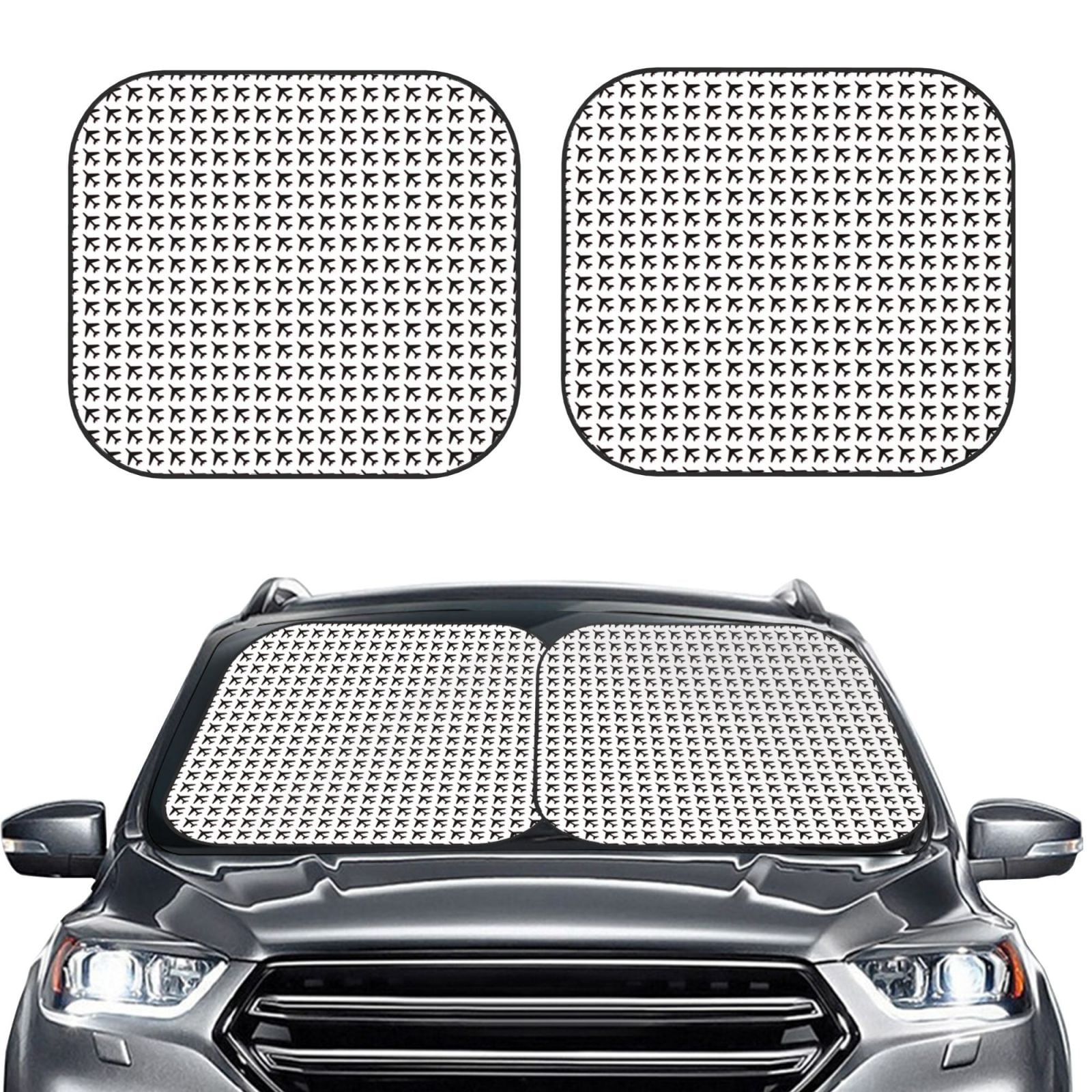 Kdxio Airplane Print 2-Piece Sun Shade Front Windshield - Foldable Car ...
