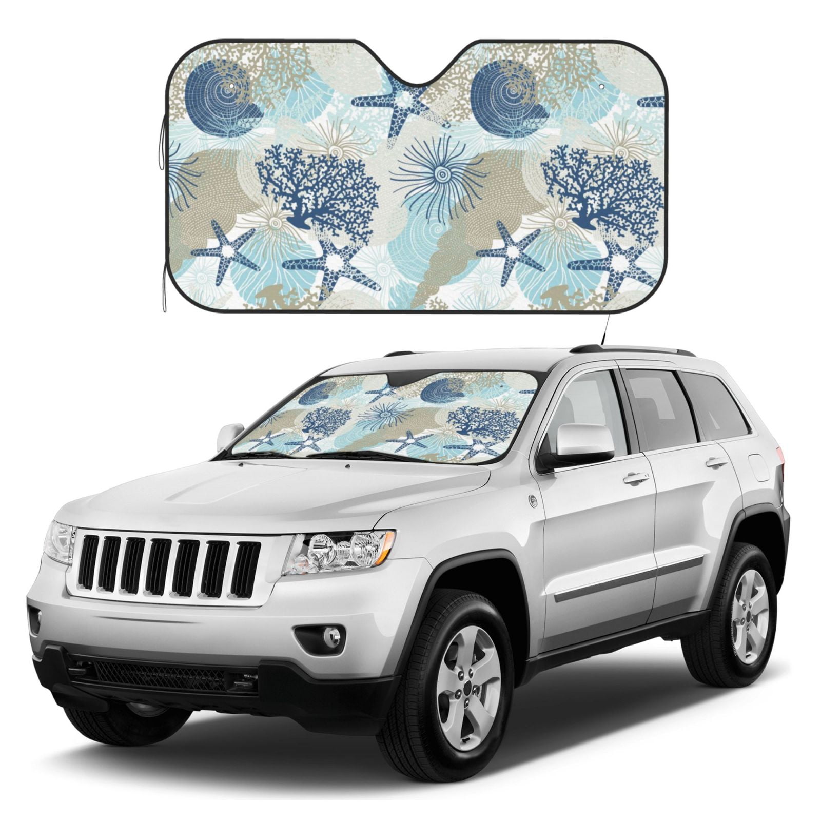Kdxio Algae Corals and Seashells Print Windshield Sun Shade, Foldable ...