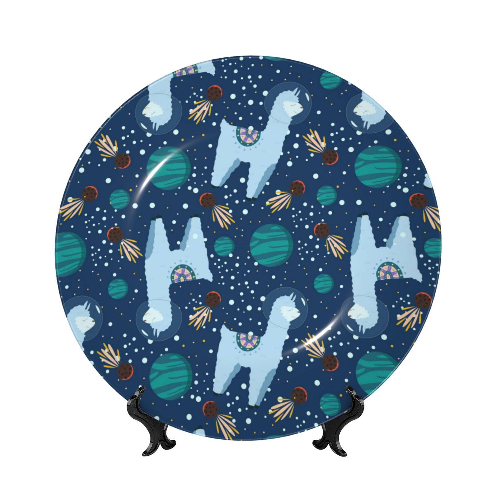Kdxio Alpaca Astronaut in Space Bone China Decorative Plate Ceramic ...