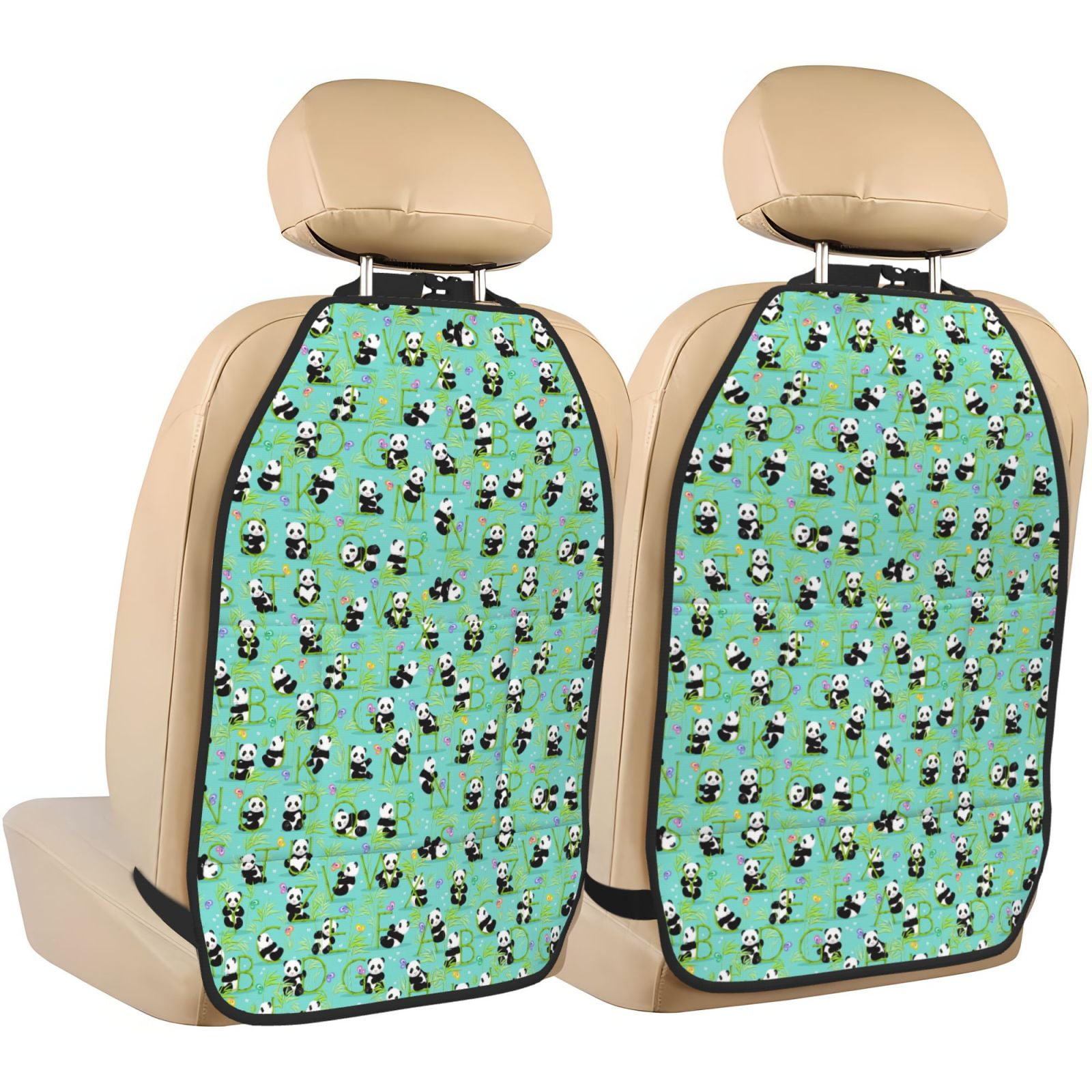 Kdxio Alphabet And Panda Print 2 Pack Car Kick Mat Seat Cover Back ...