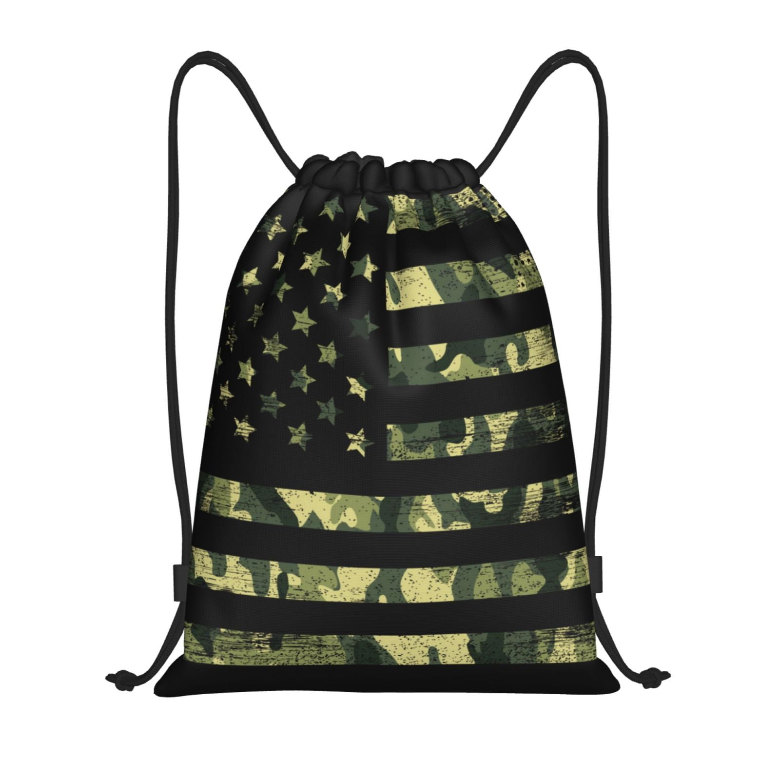 Kdxio American Flag Camo Print Drawstring Backpack Bag,Waterproof Draw ...