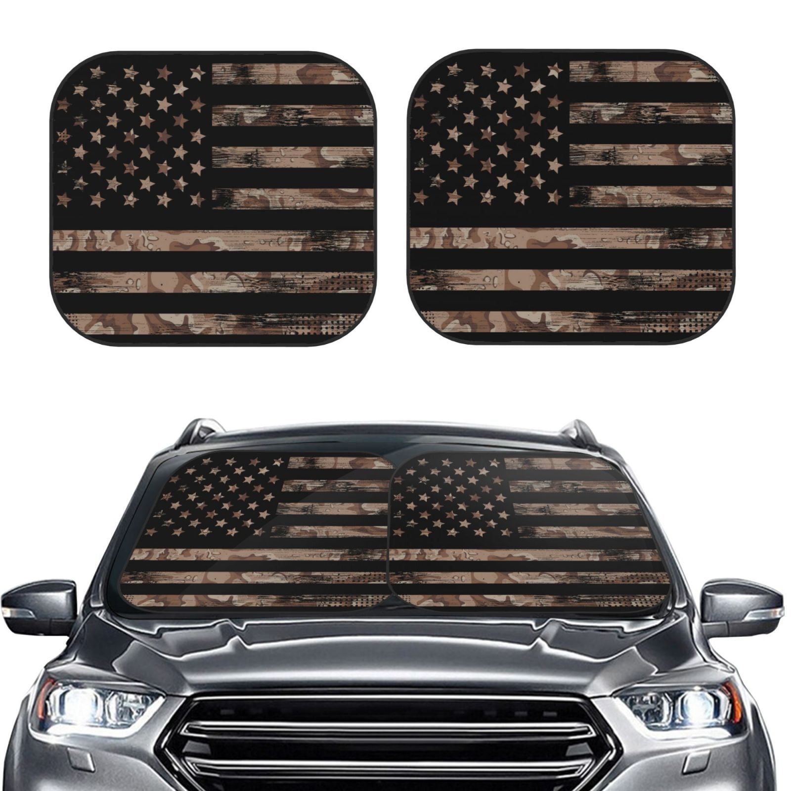 Kdxio American Flag With Desert Camouflage Print 2-Piece Sun Shade ...