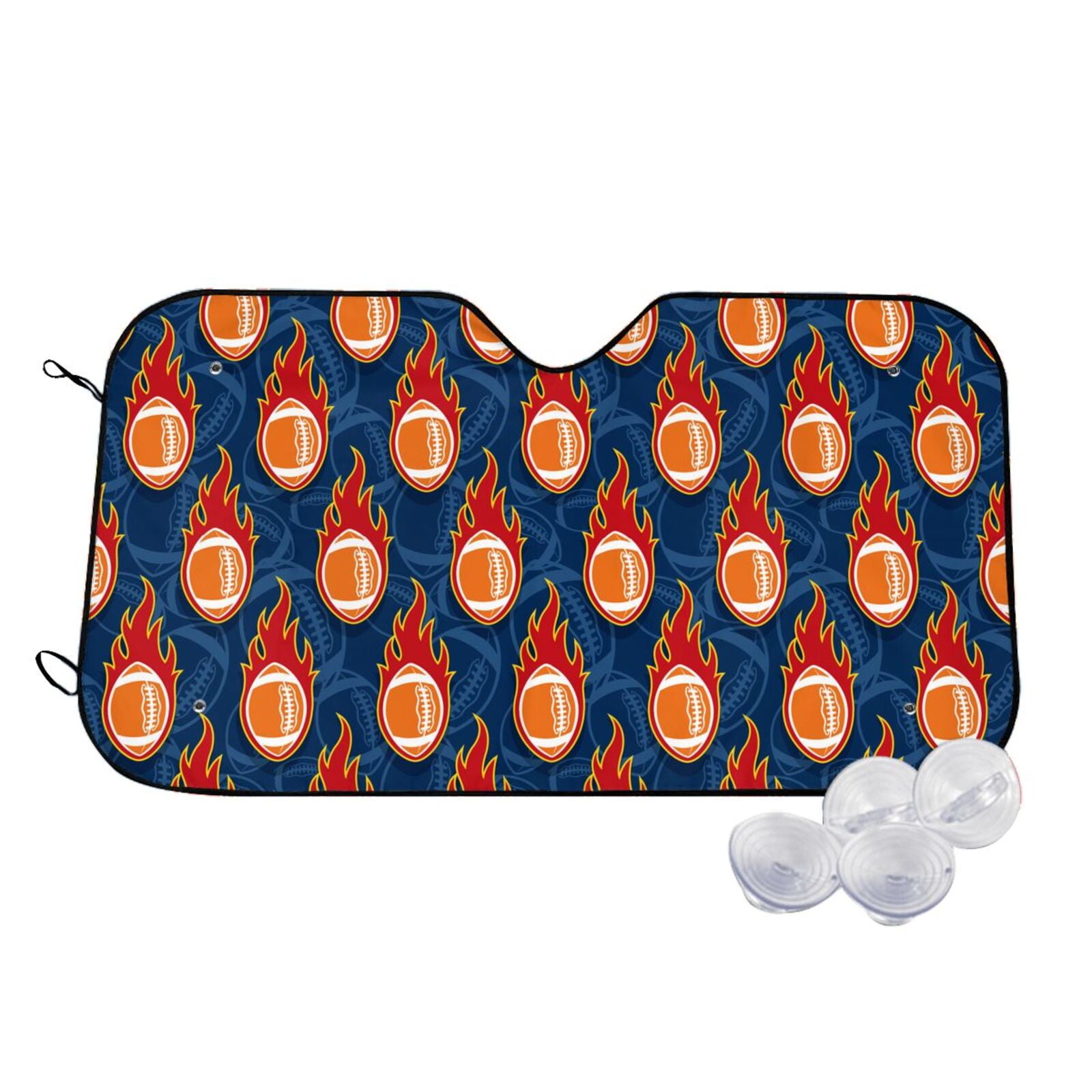 Kdxio American Football and Fire Flames Print Windshield Sun Shade,UV ...