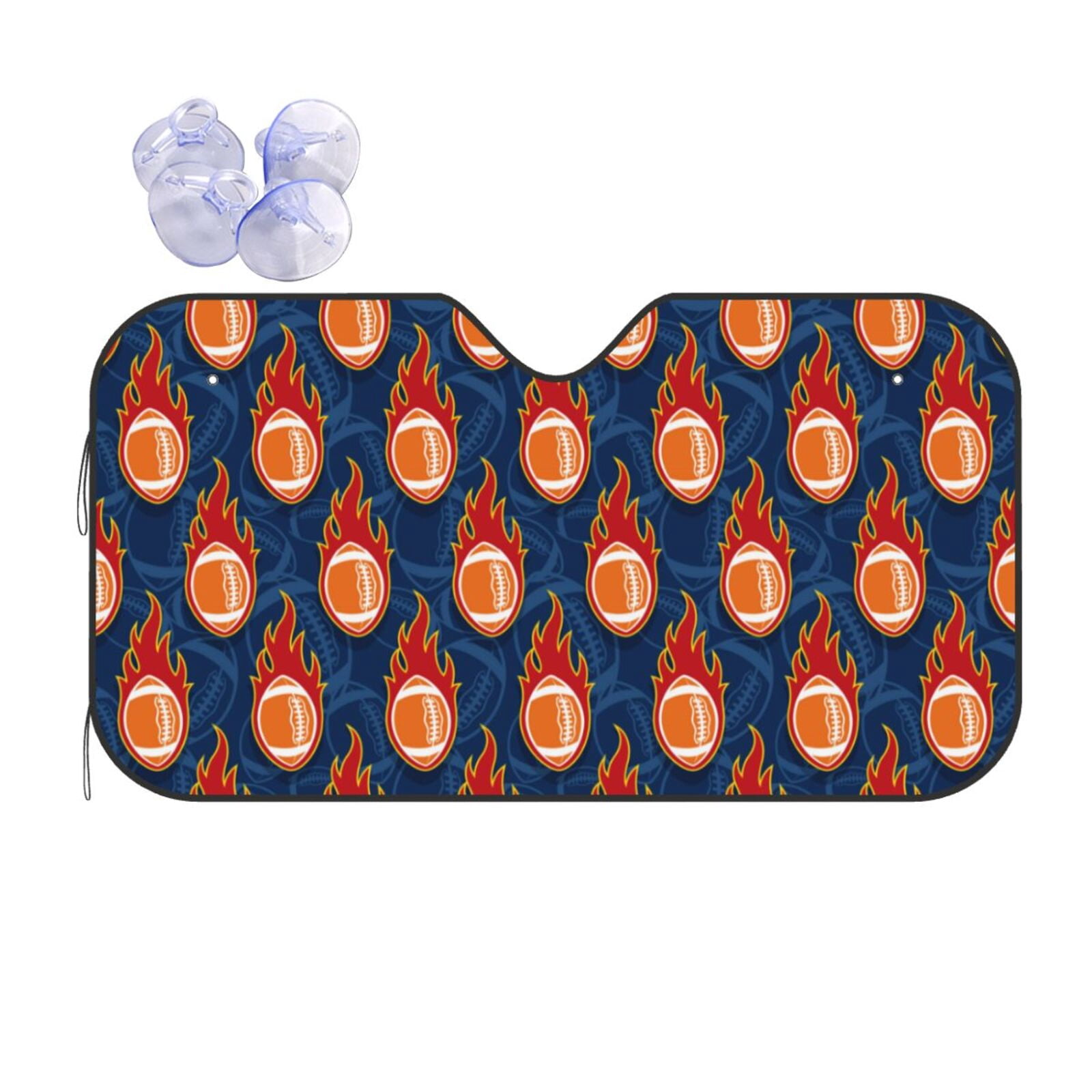 Kdxio American Football and Fire Flames Print Front Windshield Sun ...