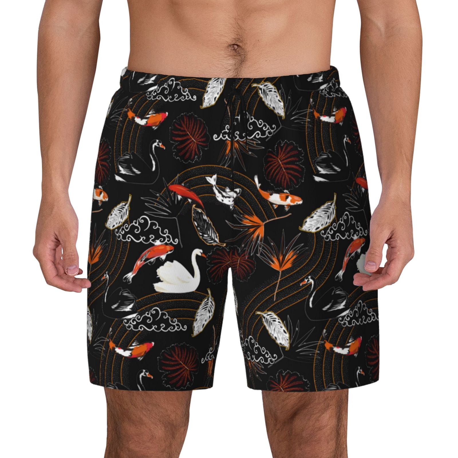 Kdxio Animal Koi Fish Print Men's Swim Trunks with Compression Liner 7 ...