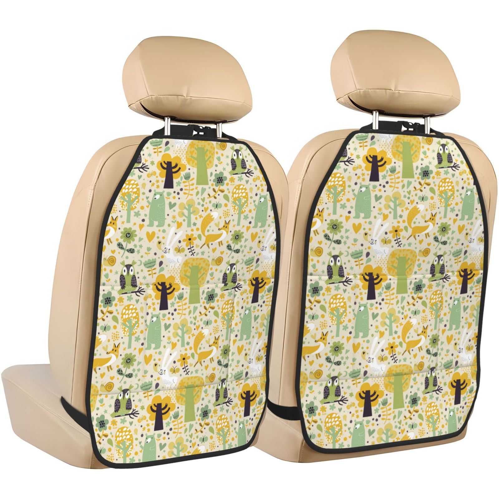 Kdxio Animal Tree Print 2 Pack Car Kick Mat Seat Cover Back Protector ...