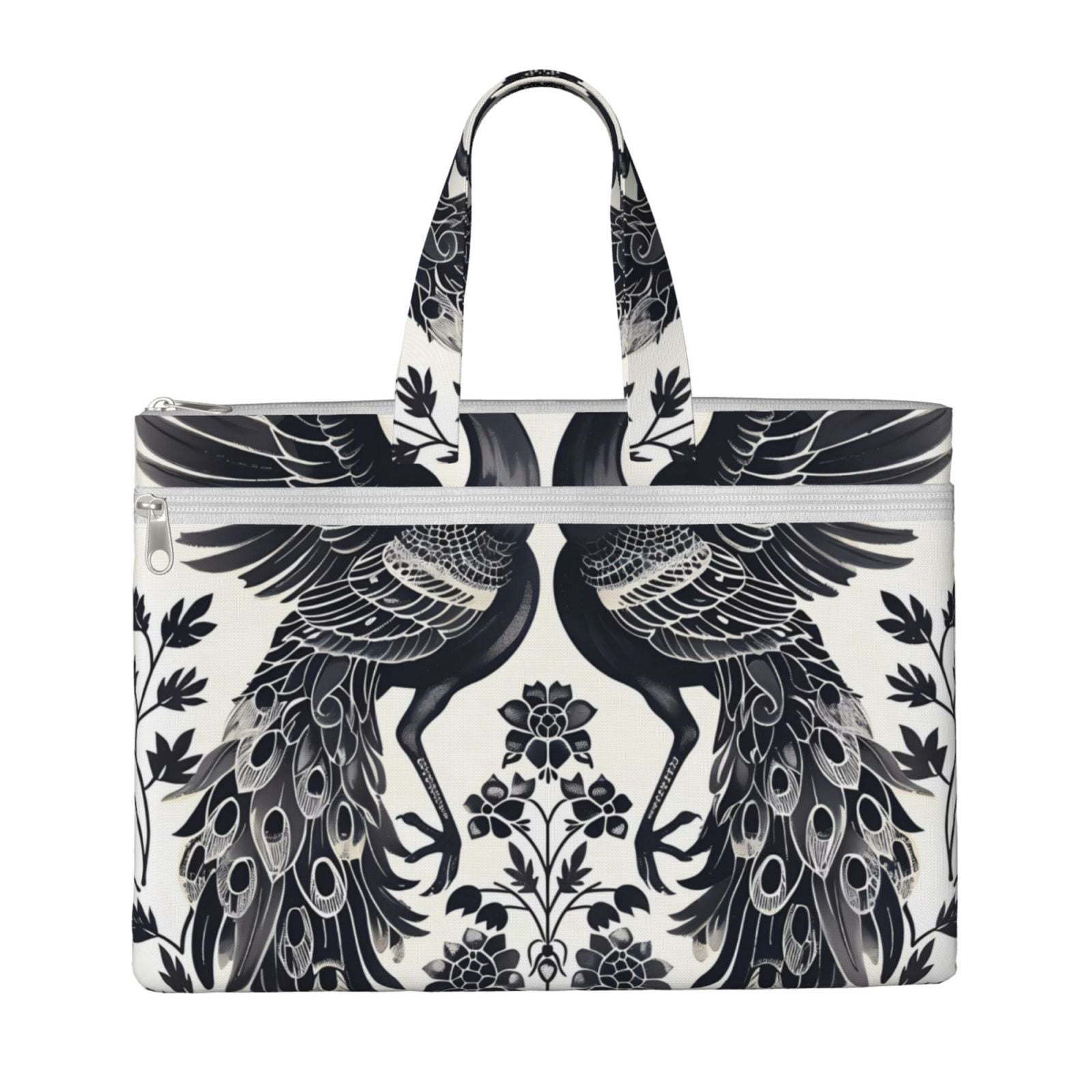 Kdxio Artistic Black White Peacocks File Tote Document Bag Business ...