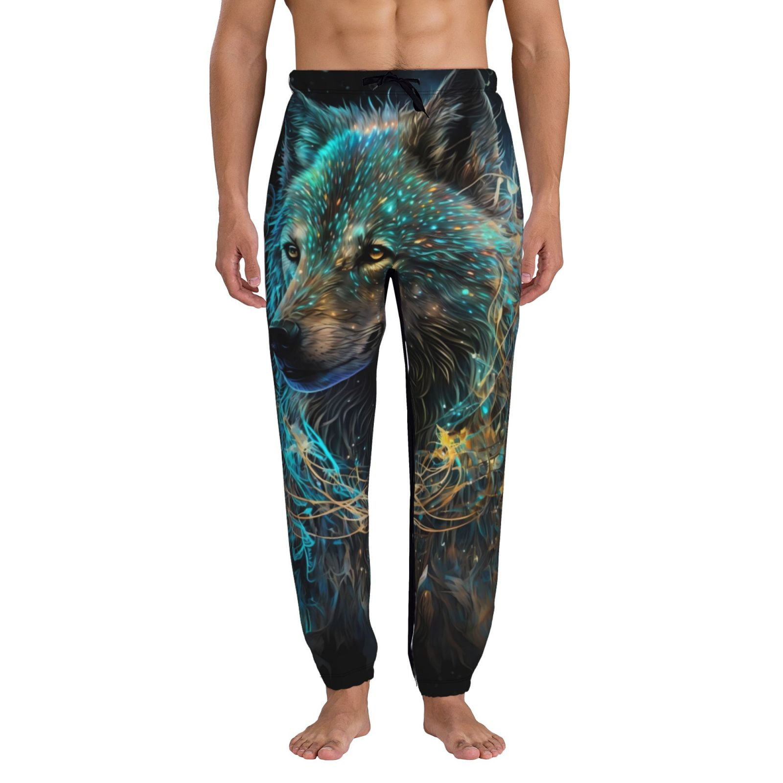 Kdxio Artistic Light Dot Wolf、 Pattern Joggers,Sweatpants for Men with ...
