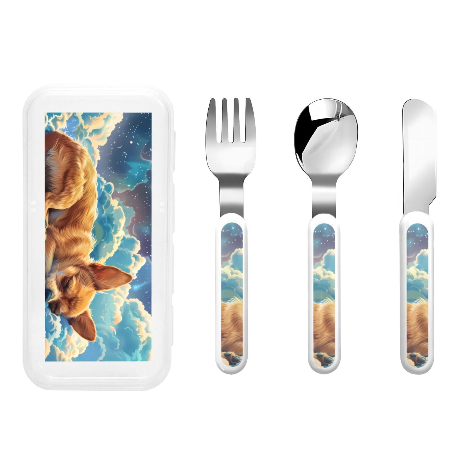 Kdxio Artistic Starry Sky Cloud Dog Toddler Utensils Set - Kids ...