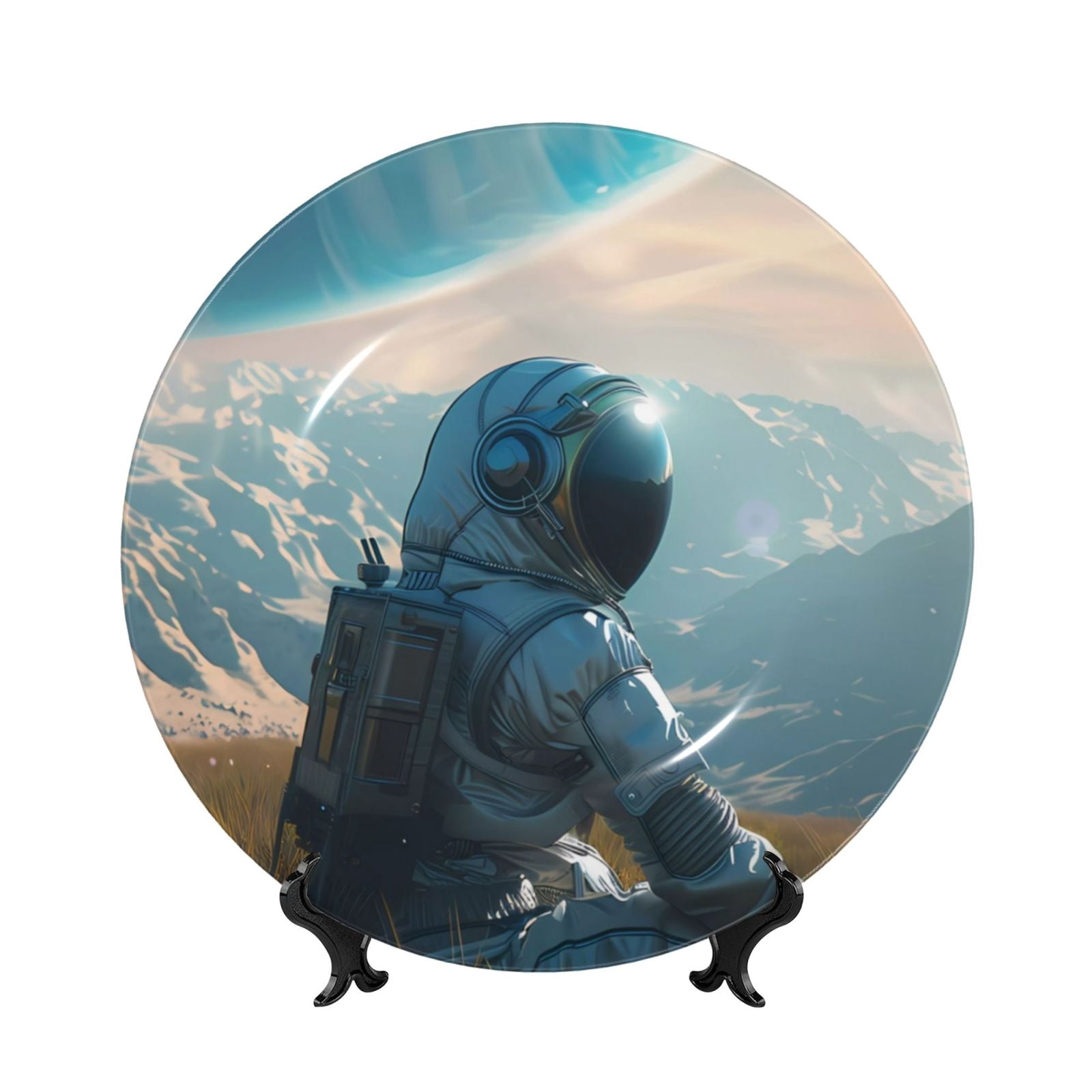 Kdxio Astronaut Contemplating Planet Bone China Decorative Plate ...
