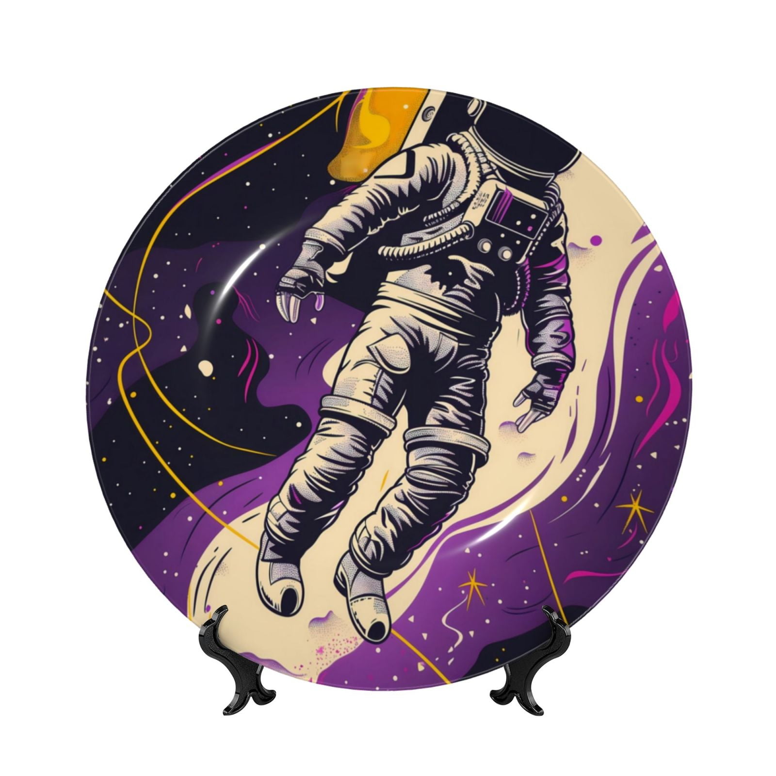 Kdxio Astronaut Floating purple Space Bone China Decorative Plate ...