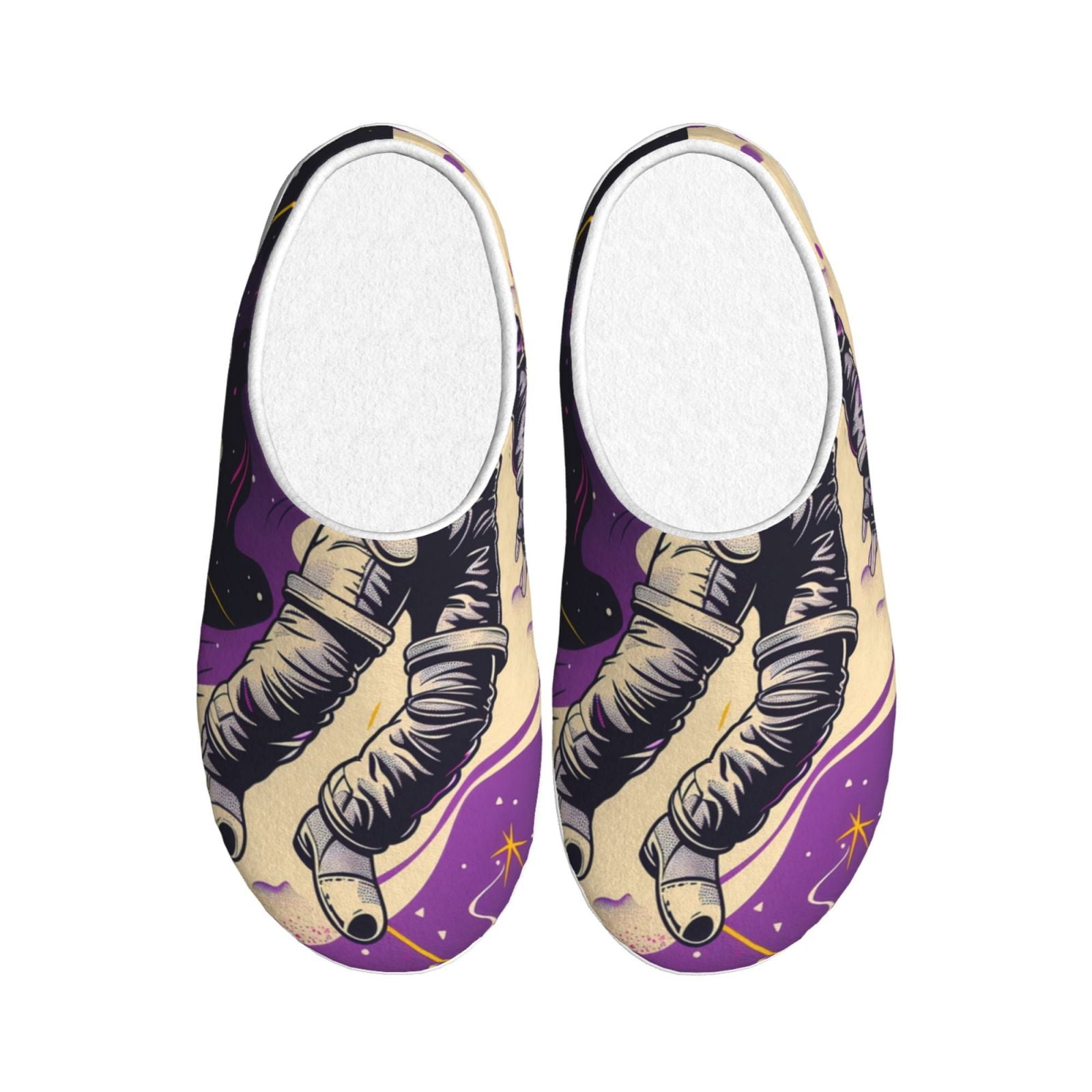 Kdxio Astronaut Floating purple Space Women's Men's Slippers Plush Slip ...