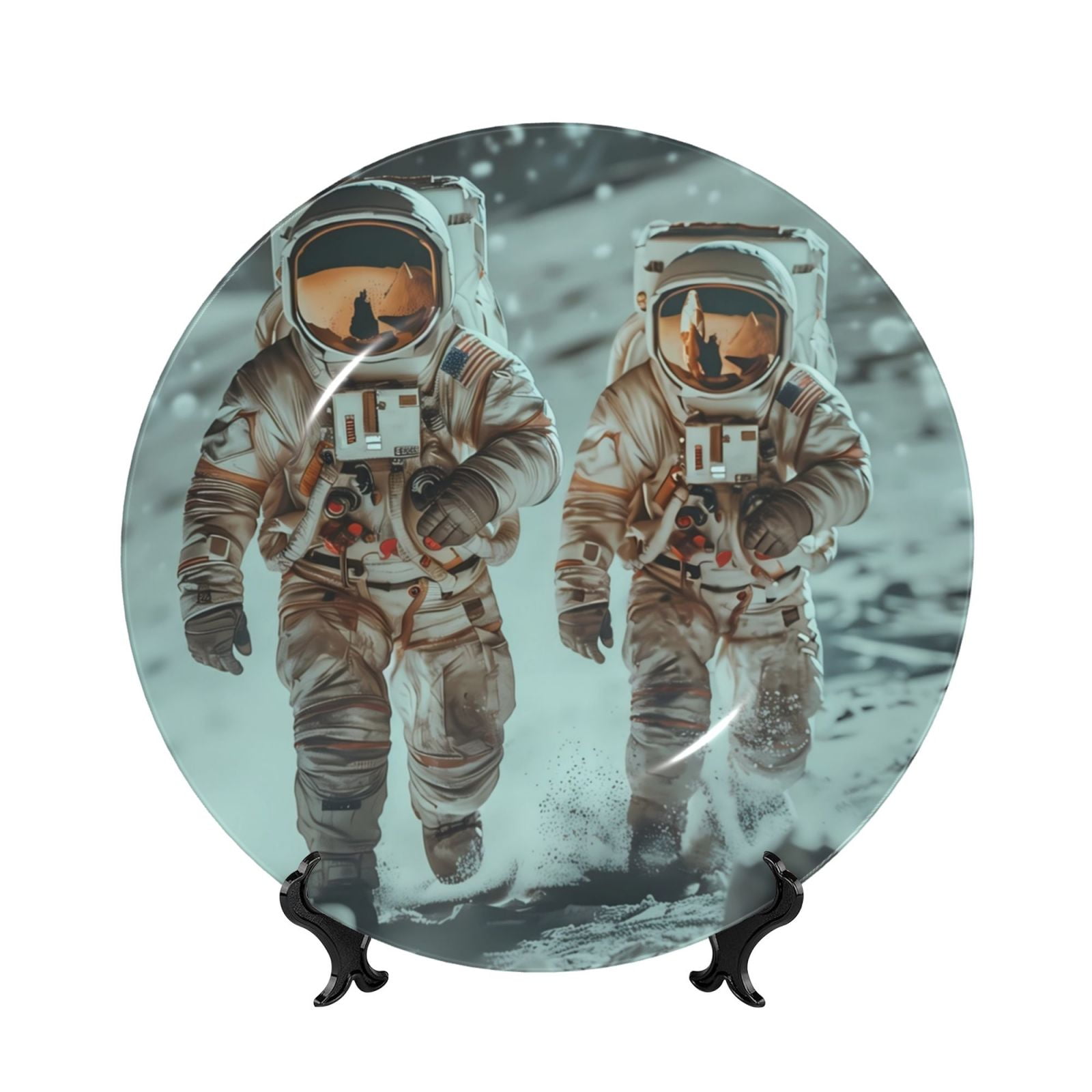 Kdxio Astronauts On Lunar Mission Bone China Decorative Plate Ceramic ...