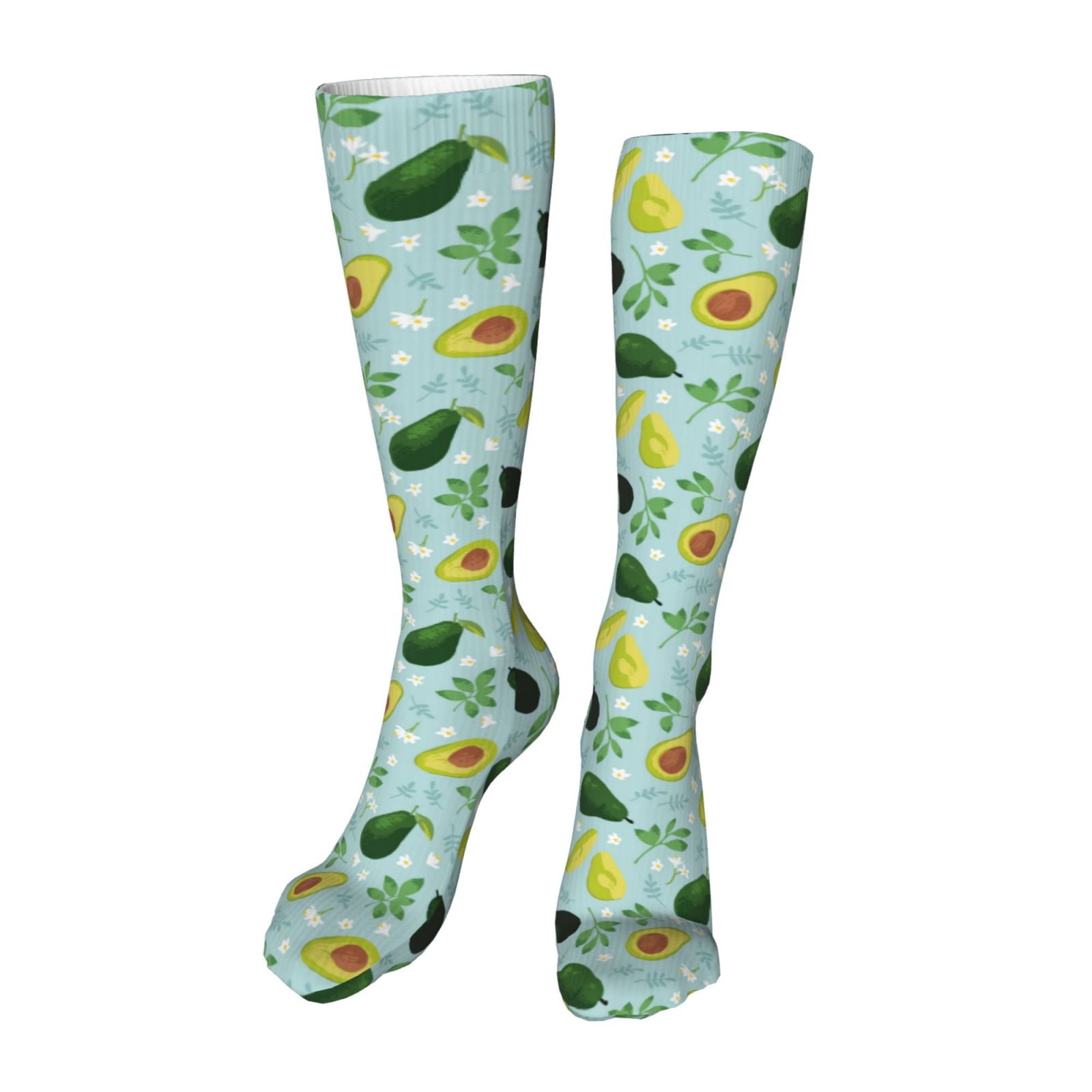 Kdxio Avocado Flowers And Leaves Funny Silky Novelty Funky Long Knee ...
