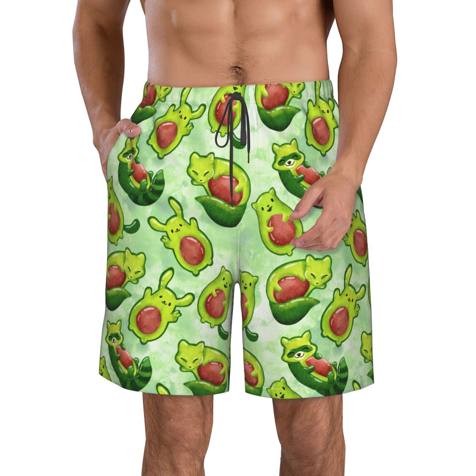 Kdxio Avocado color cute animals Pattern Mens Casual Shorts ...