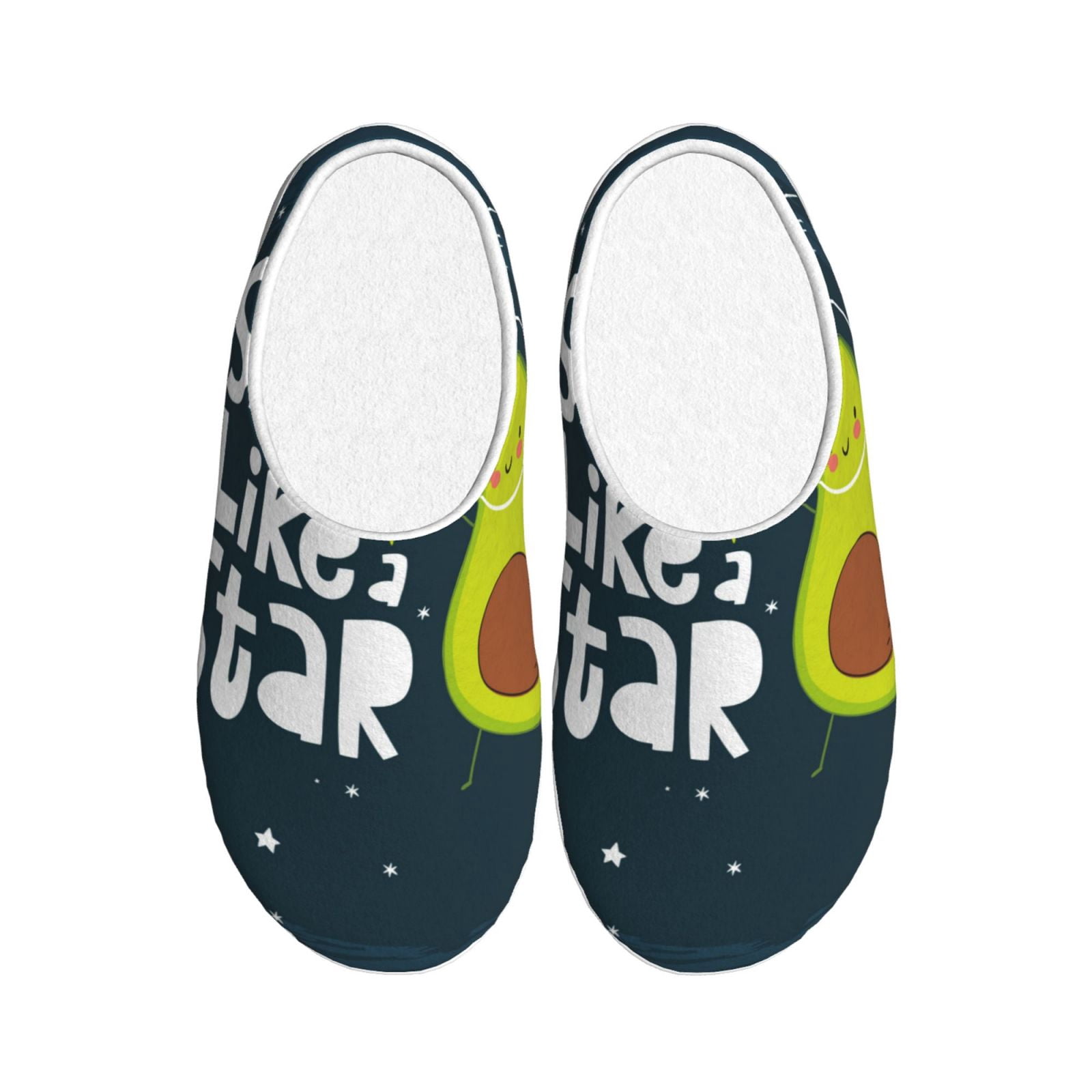 Kdxio Avocado in Space1 Women's Men's Slippers Plush Slip-On House ...