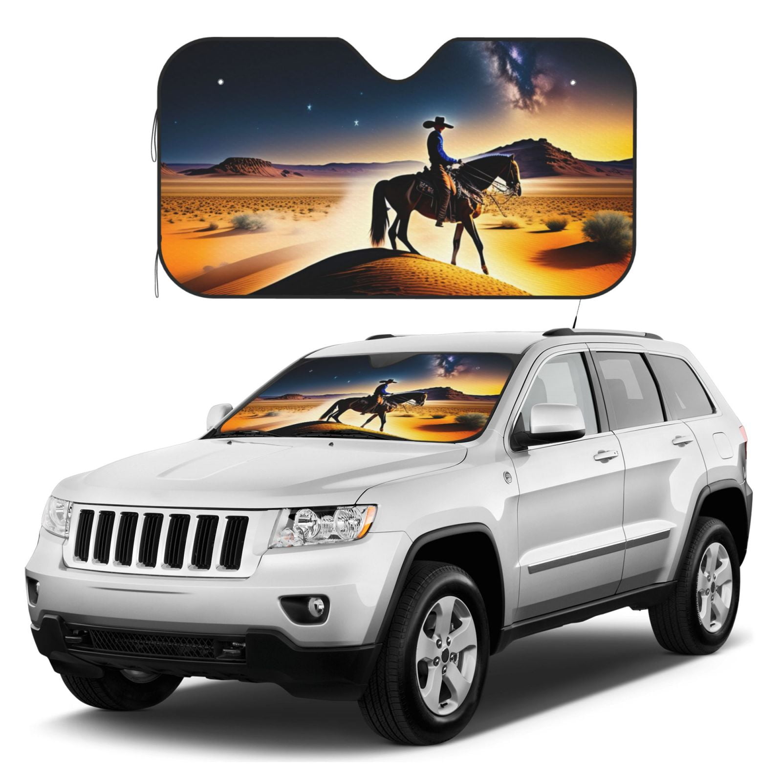 Kdxio Azure Sky Western Desert Cowboy Print Windshield Sun Shade ...