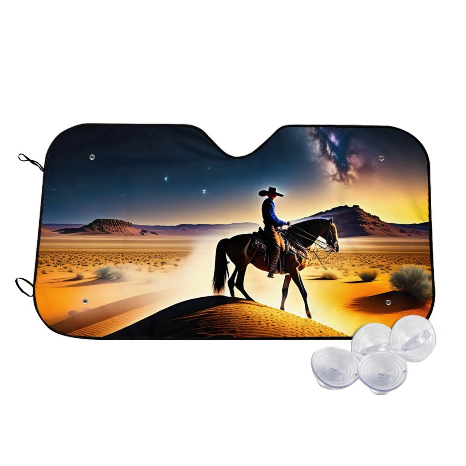 Kdxio Azure Sky Western Desert Cowboy Print Windshield Sun Shade,UV ...