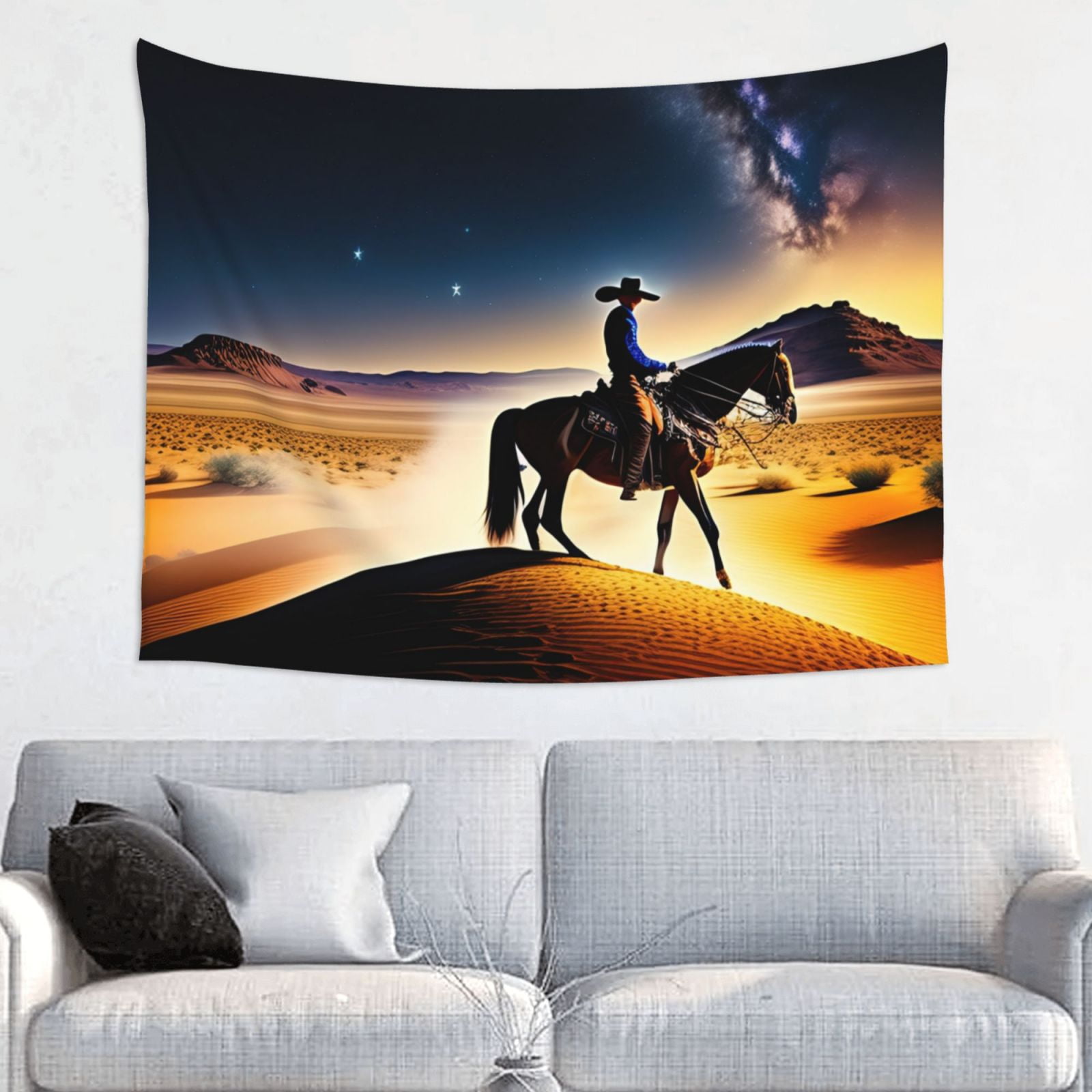 Kdxio Azure Sky Western Desert Cowboy Wall Hanging Tapestries Banner ...