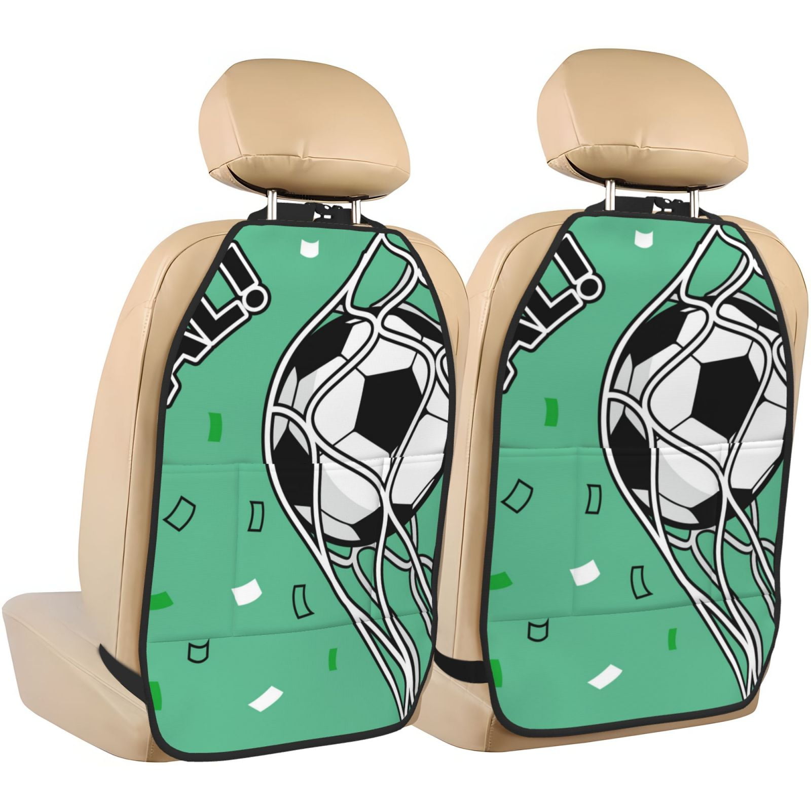 Kdxio BALL INSIDE THE NET GOAL Print 2 Pack Car Kick Mat Seat Cover ...