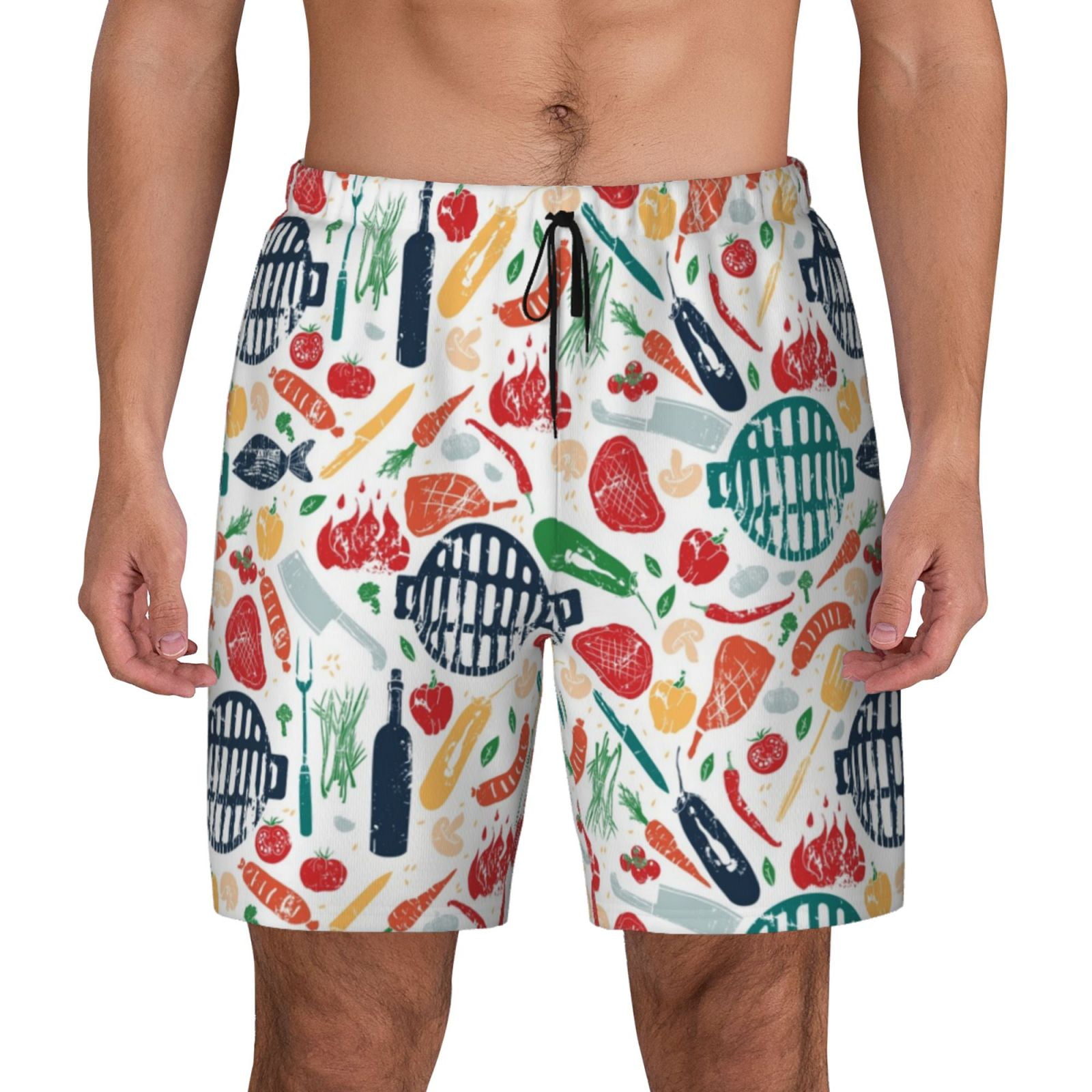 Kdxio Barbecue Print Men's Swim Trunks with Compression Liner 7 Inch ...