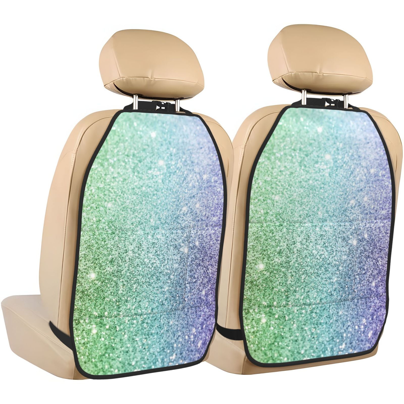 Kdxio Beautiful Glitter Print 2 Pack Car Kick Mat Seat Cover Back ...