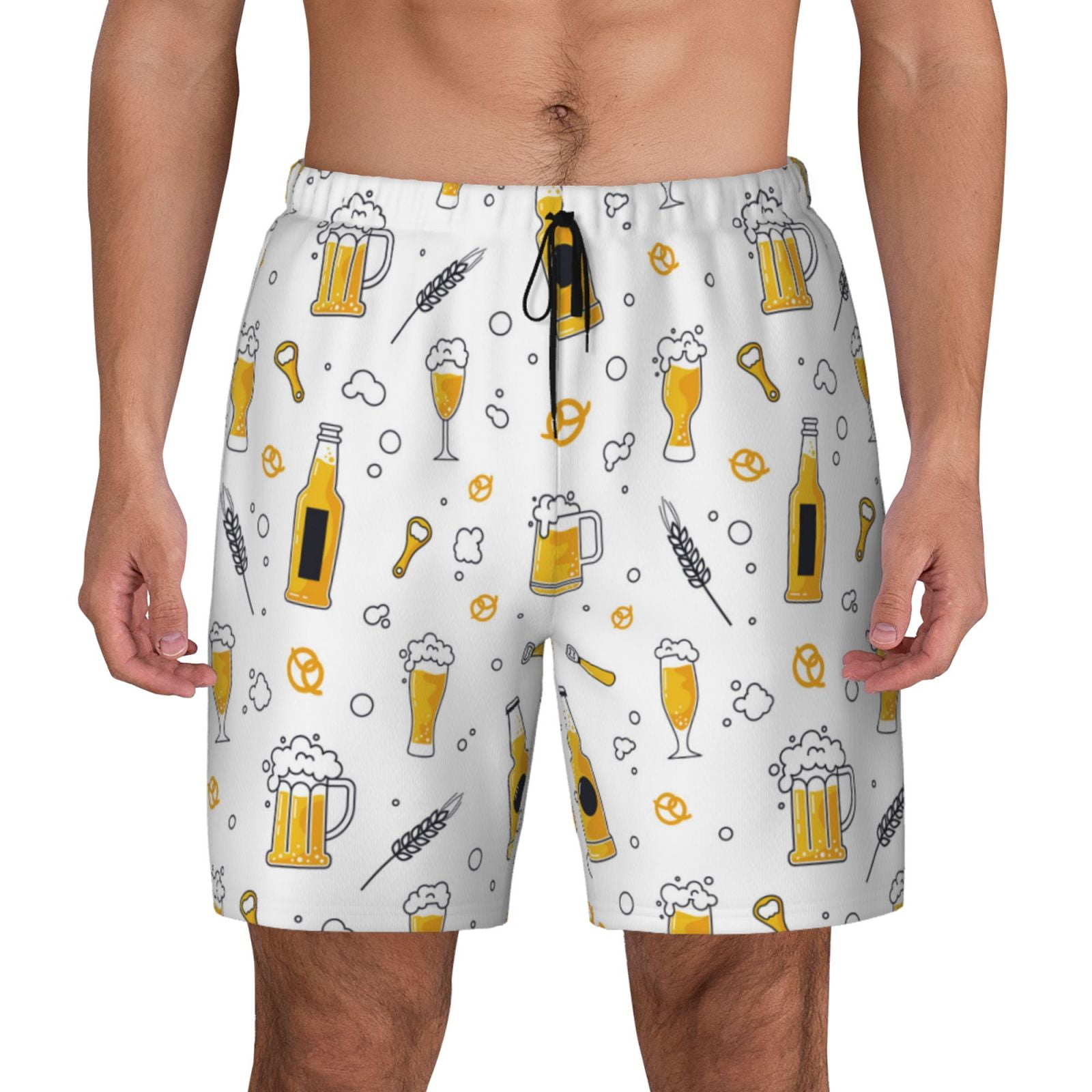 Kdxio Beer Print Men's Swim Trunks with Compression Liner 7 Inch Inseam ...