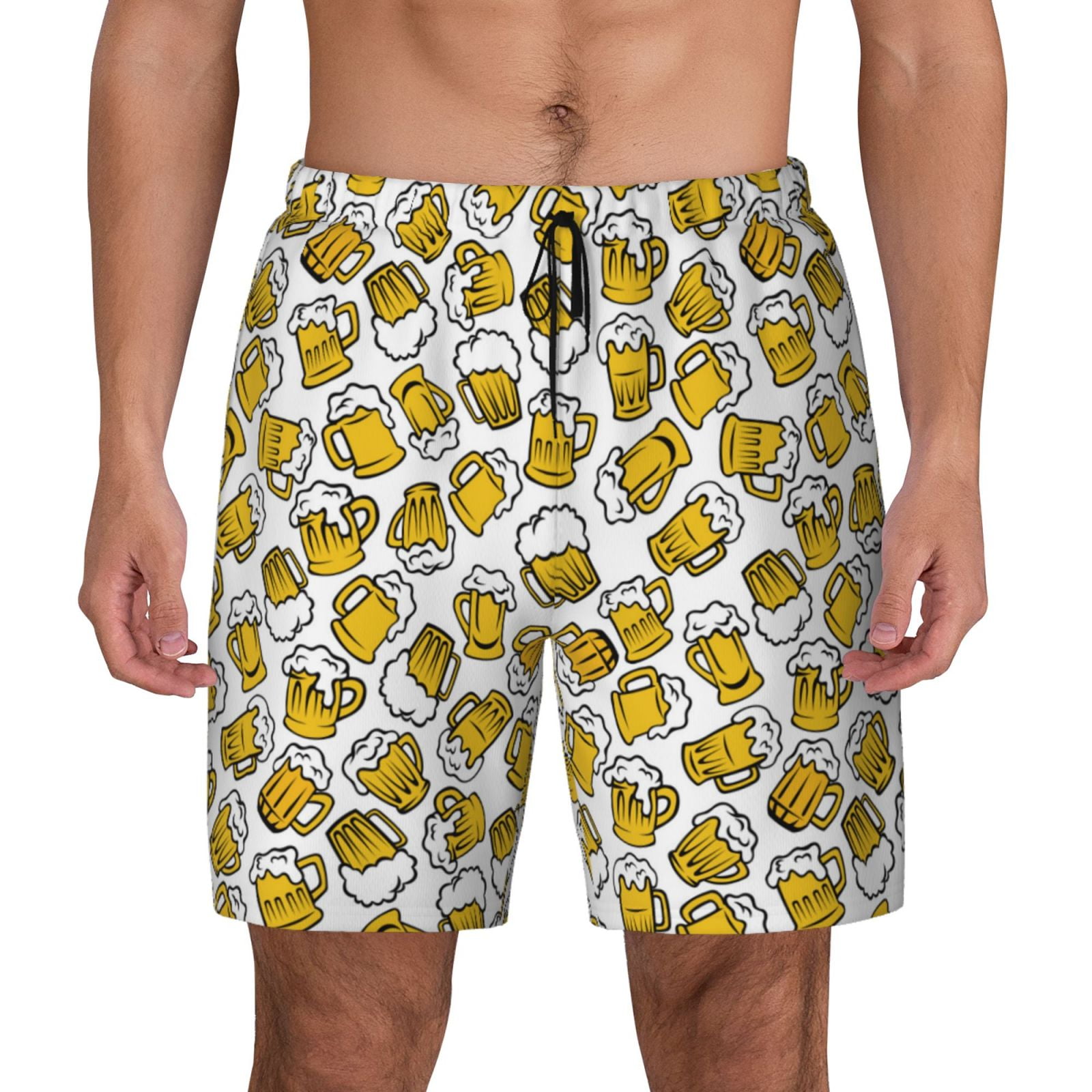 Kdxio Beer Print Men's Swim Trunks with Compression Liner 7 Inch Inseam ...