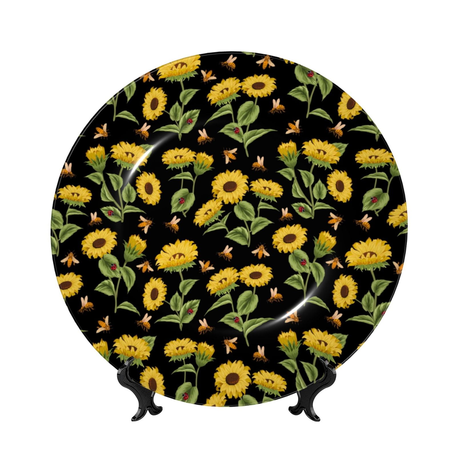 Kdxio Bees and Sunflowers Bone China Decorative Plate Ceramic ...