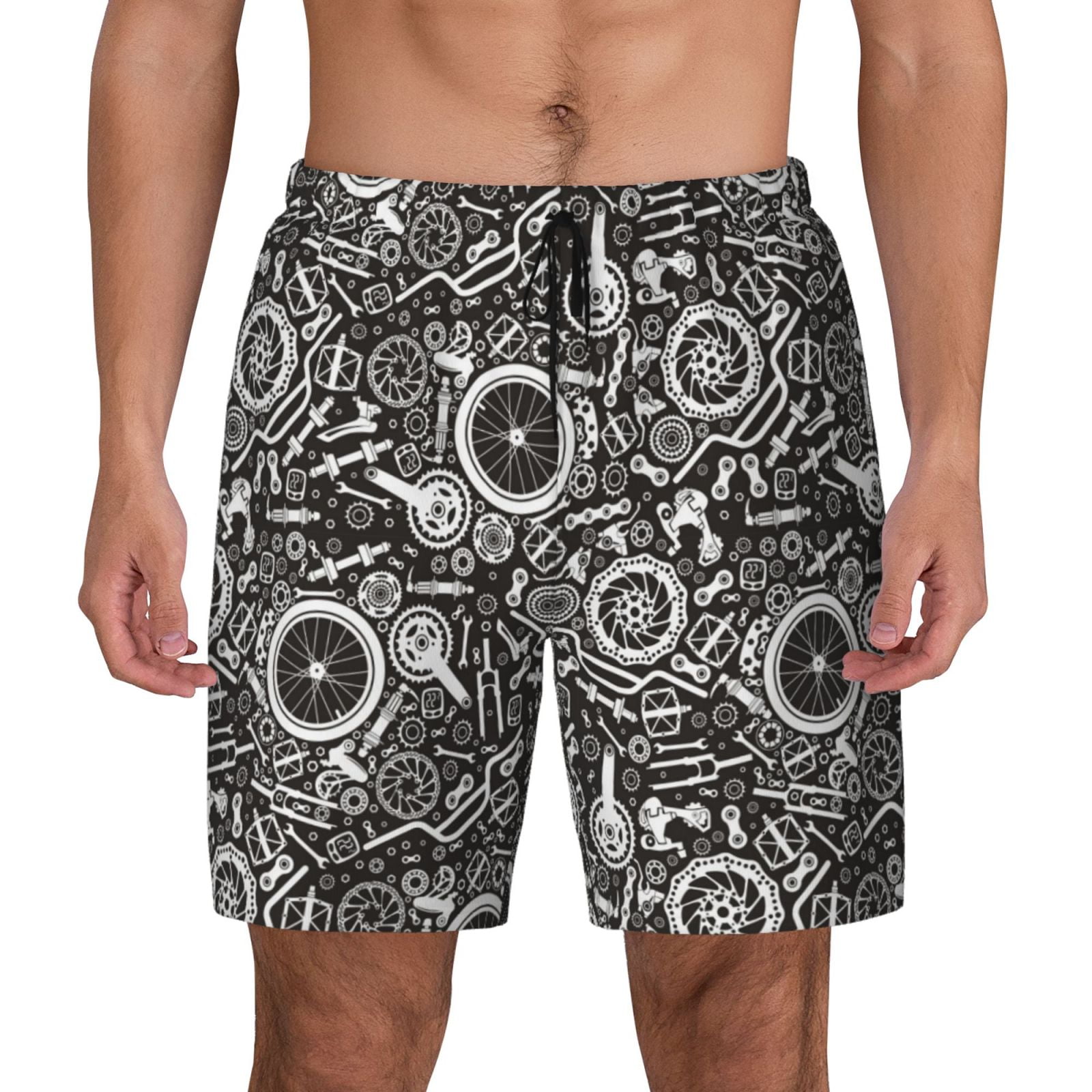 Kdxio Bicycles Parts Print Men's Swim Trunks with Compression Liner 7 ...