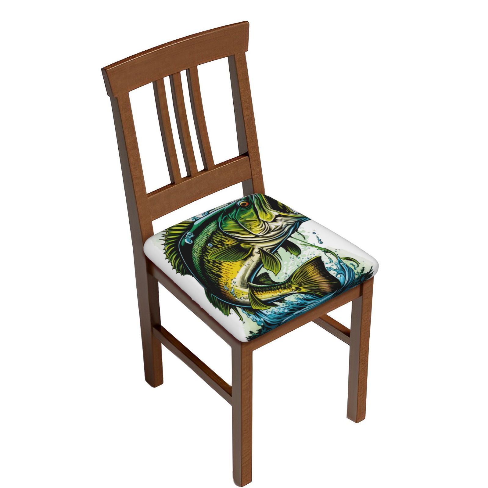 Kdxio Big bass fish Square Chair Cushion Cover Stretch Chair Seat ...